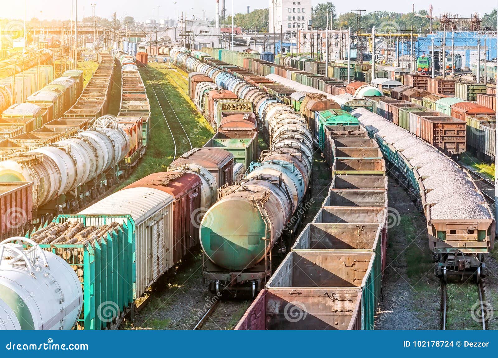 Sorting Freight Cars on the Railroad while Formation the Train. Stock ...