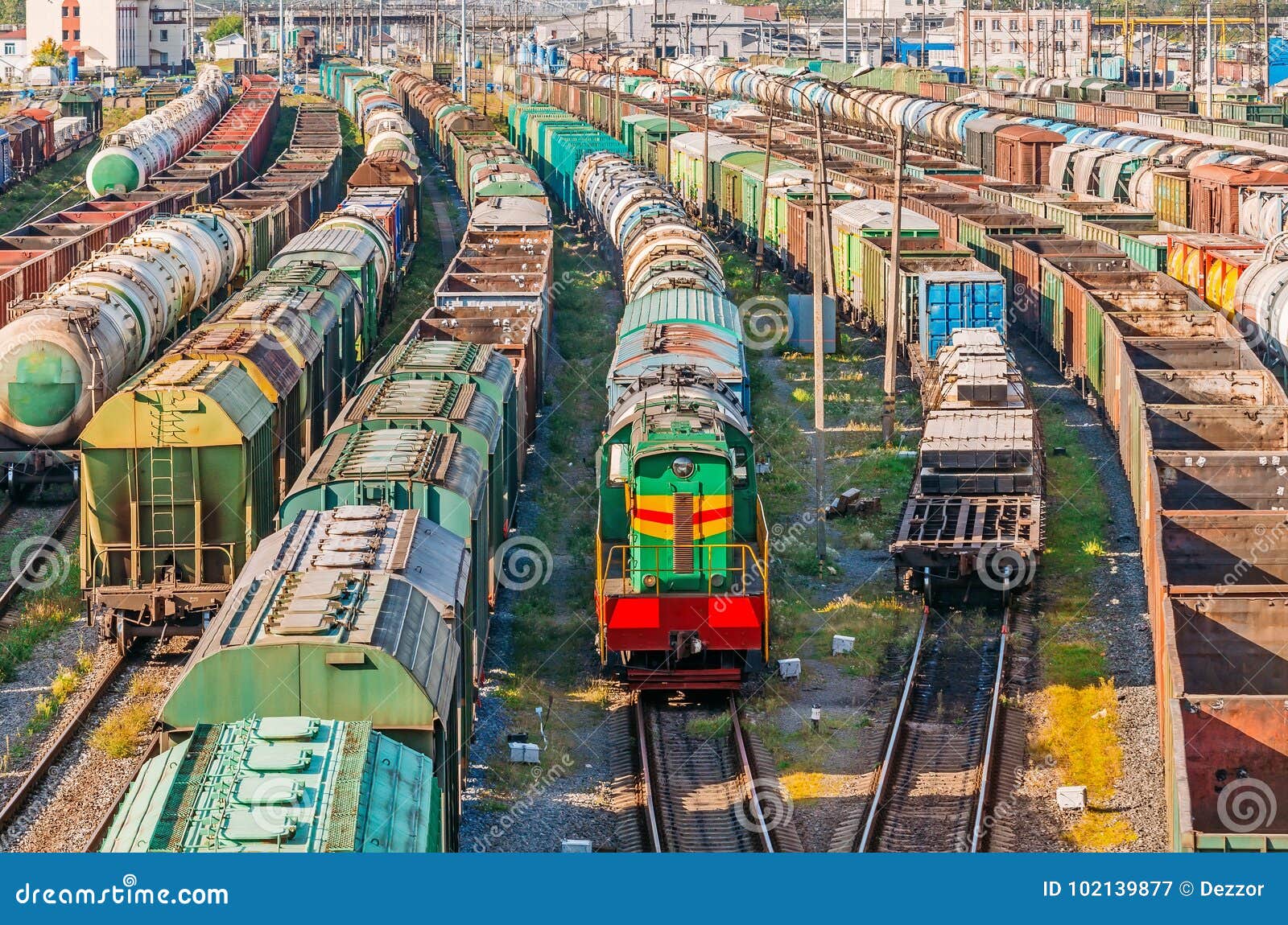 Sorting Freight Wagons Locomotive on the Railroad while Formation the ...