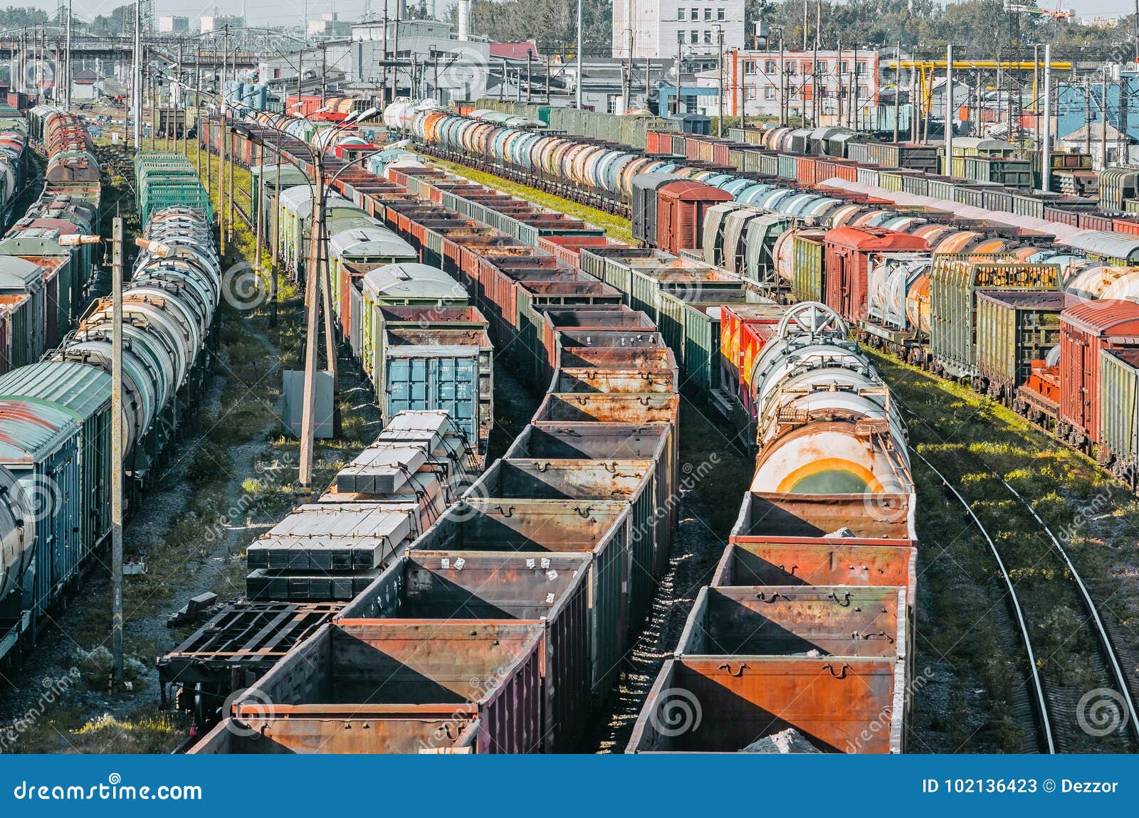 Sorting Freight Wagons on the Railroad while Formation the Train. Stock ...