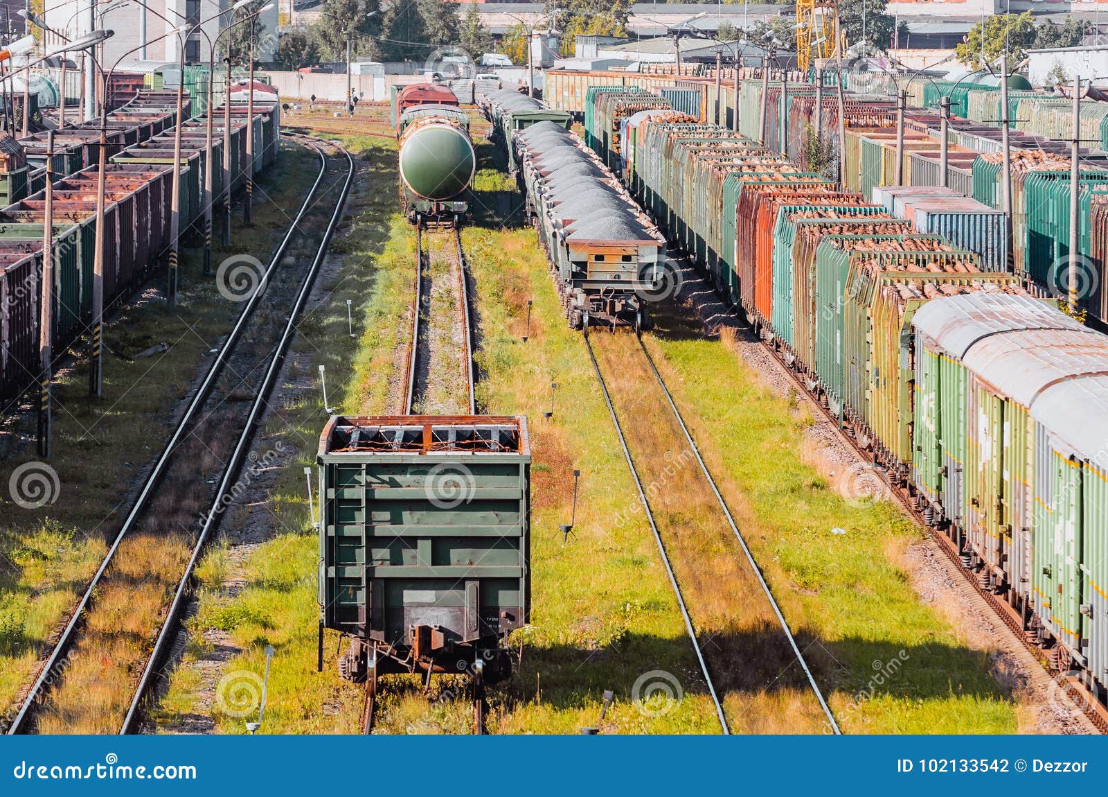 Sorting Freight Wagons on the Railroad while Making Up the Train. Stock ...