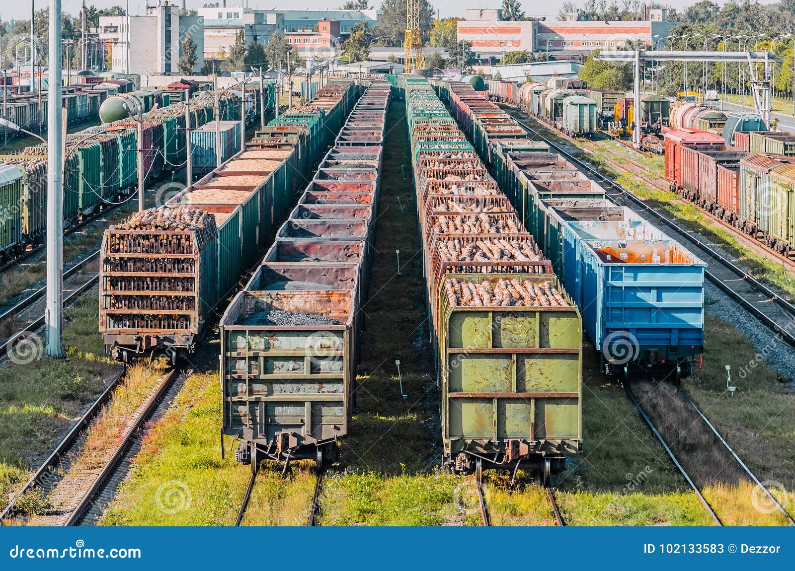 Sorting Freight Wagons on the Railroad while Making Up the Train. Stock ...