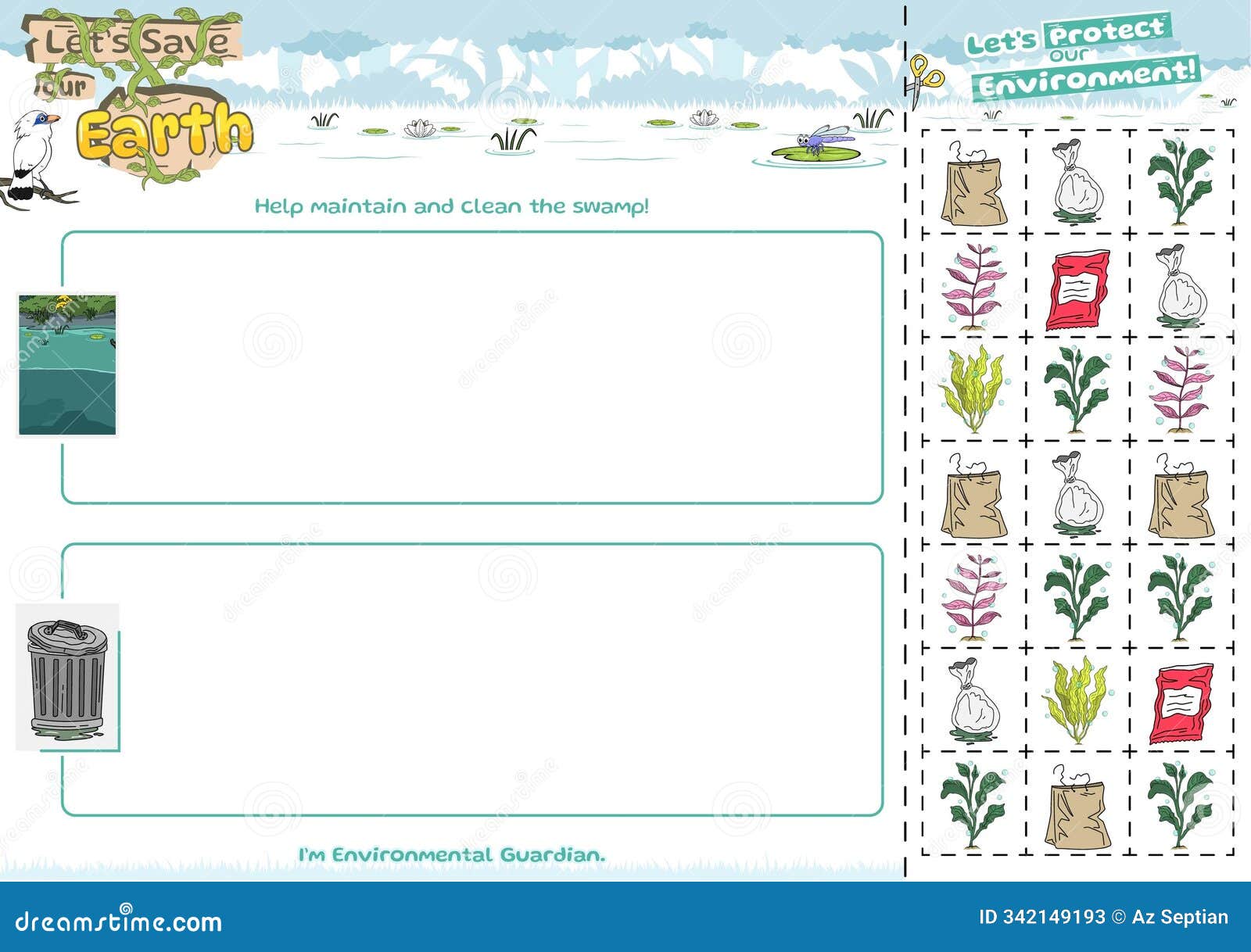 Sorting Game Clean it Up Environment with Swamp Theme Stock Image ...