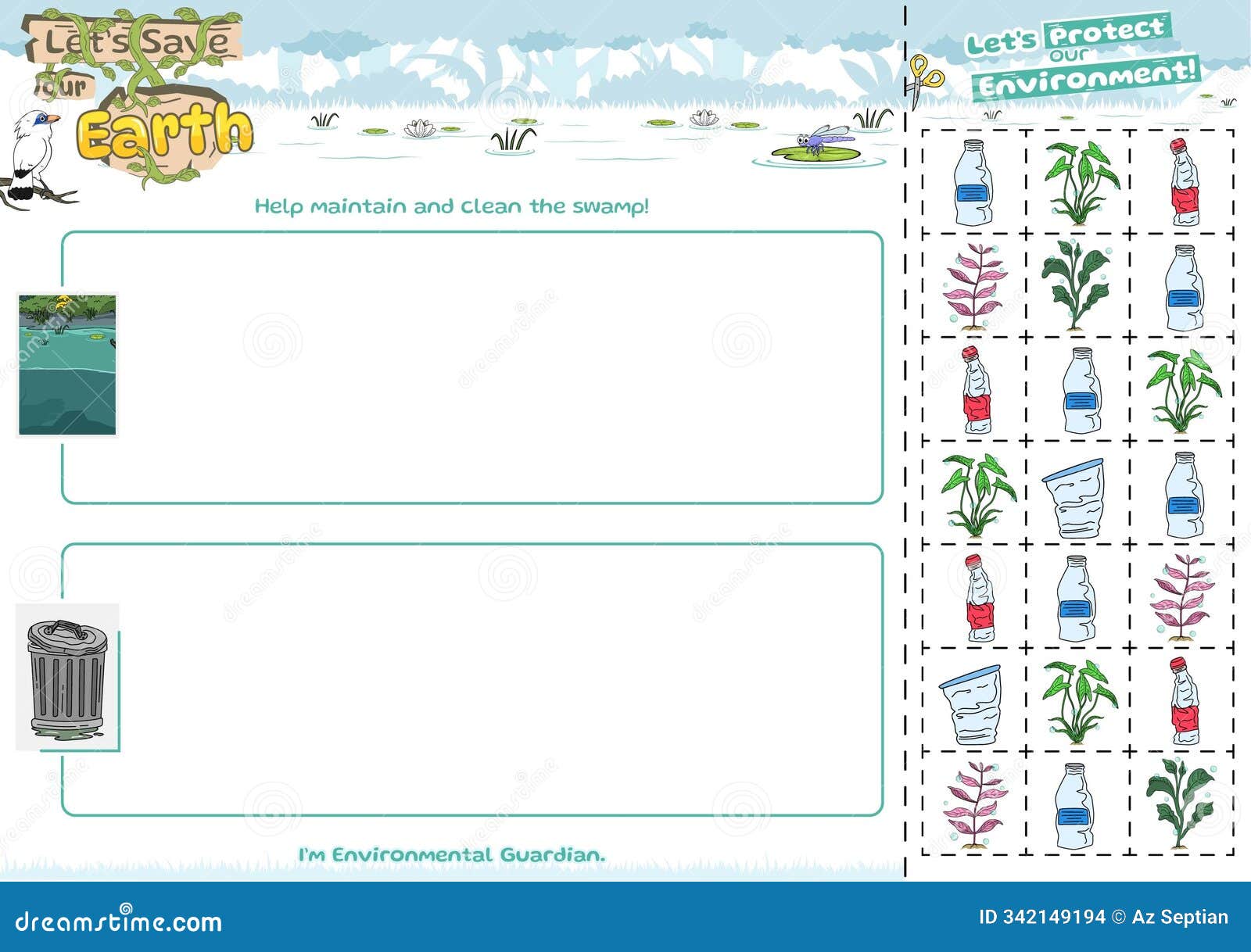 Sorting Game Clean it Up Environment with Swamp Theme Stock Photo ...