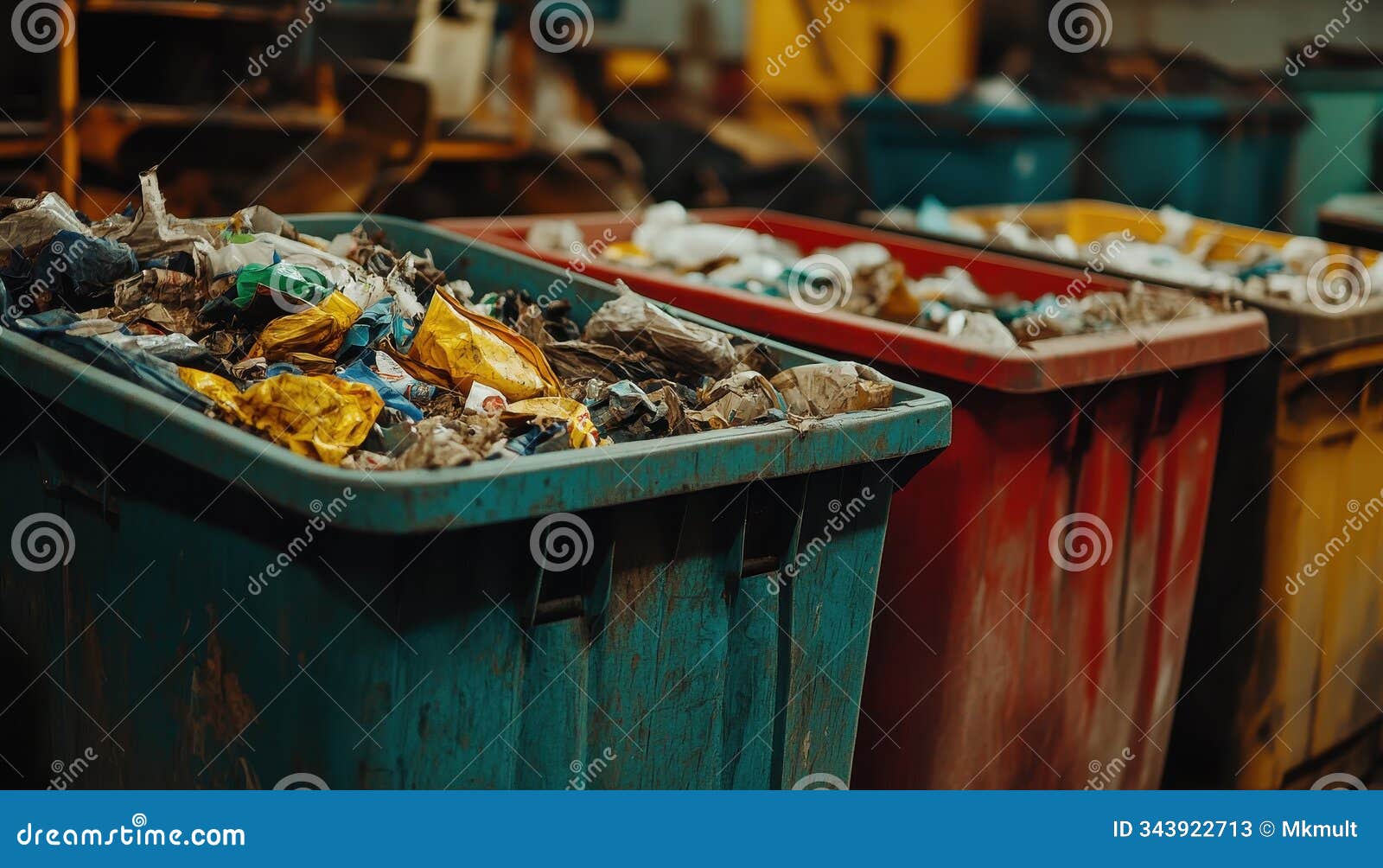 Sorting Garbage Bins at a Waste Management Facility during Daylight ...