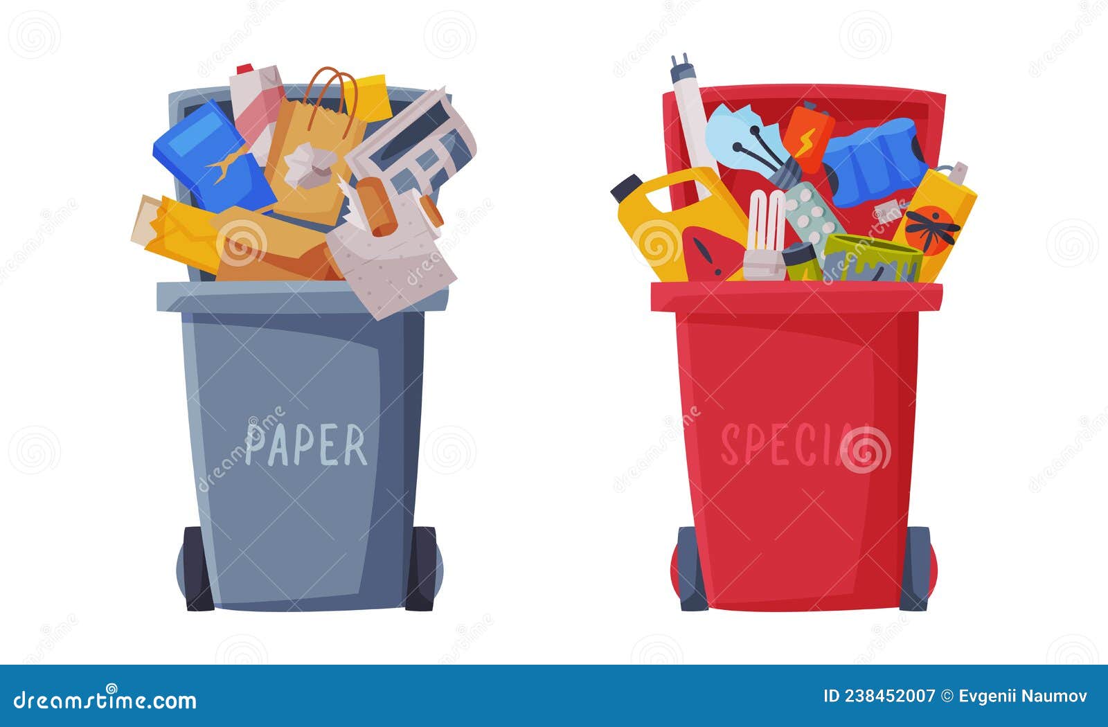 Sorting Garbage with Dustbin Full of Recycle Trash Vector Set Stock ... Sorting Garbage with Dustbin Full of Recycle Trash Vector Set Stock ...