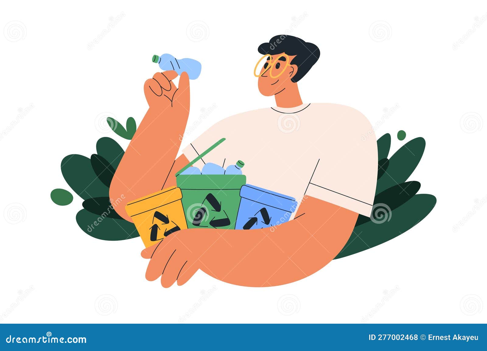 Boy Separating Plastic, Paper And Food Waste. Cartoon Vector ...