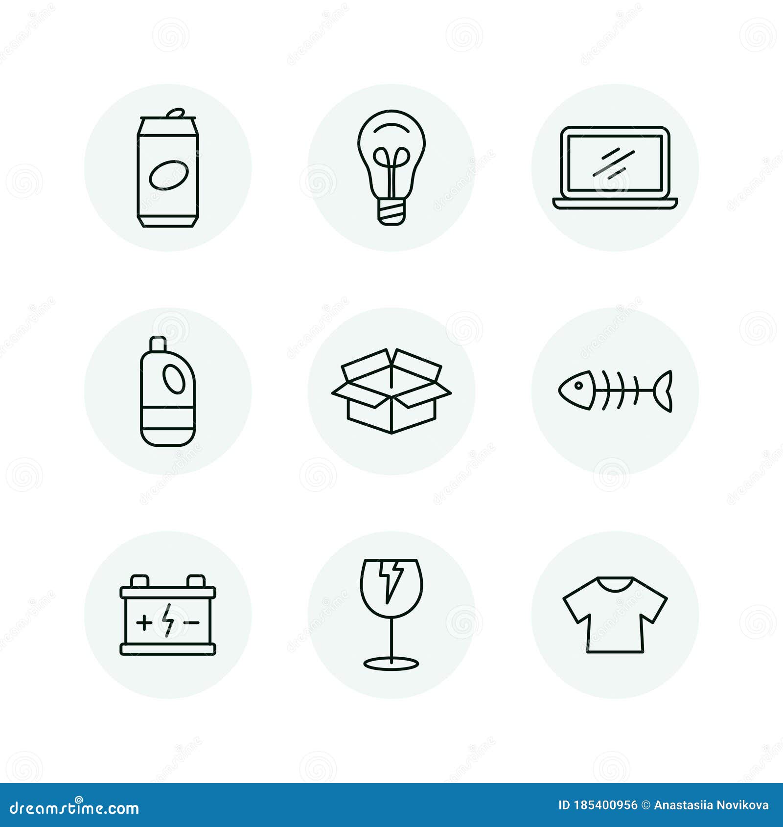 Sorting garbage icon set stock vector. Illustration of divide - 185400956