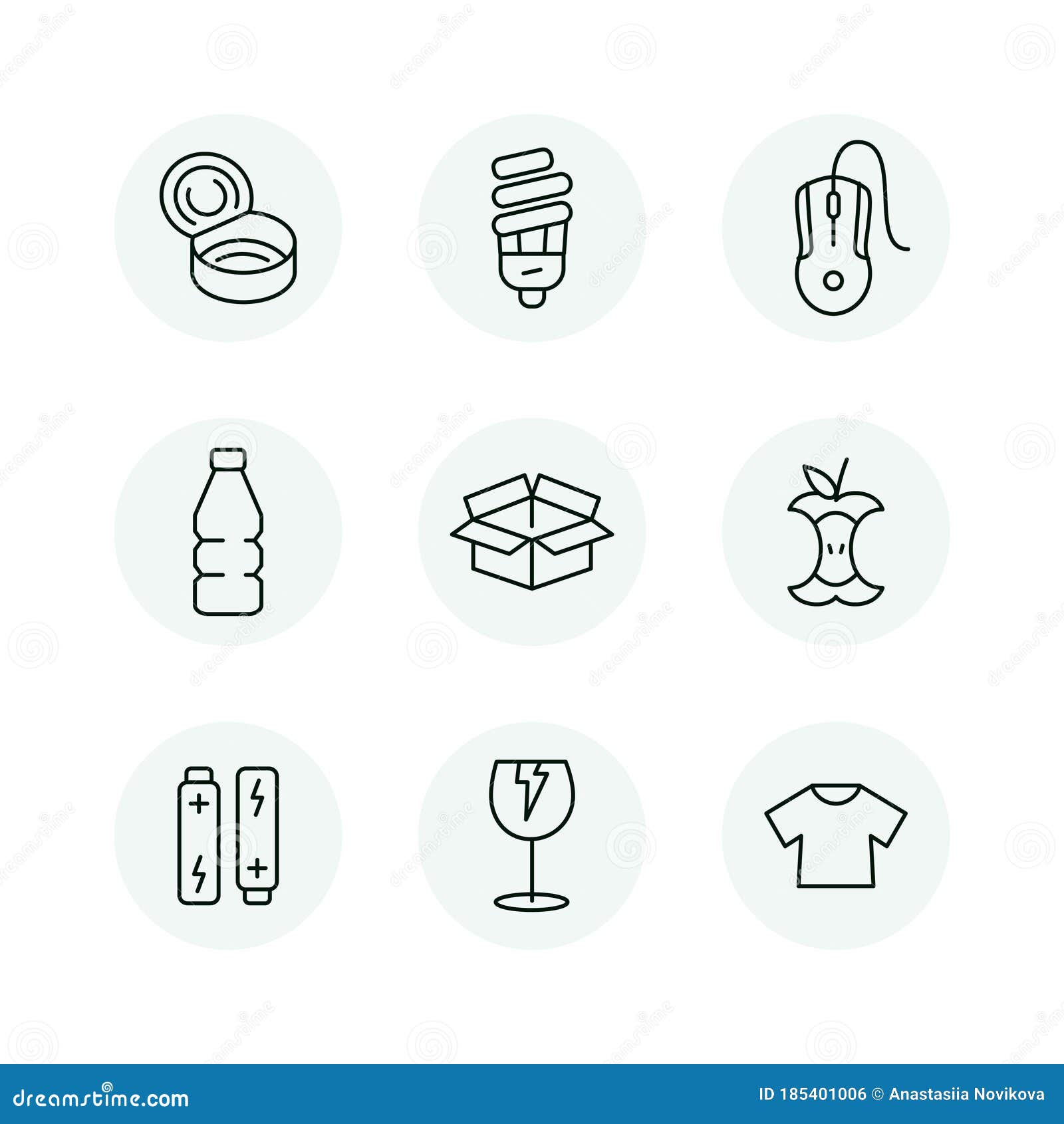 Sorting garbage icon set stock vector. Illustration of line - 185401006