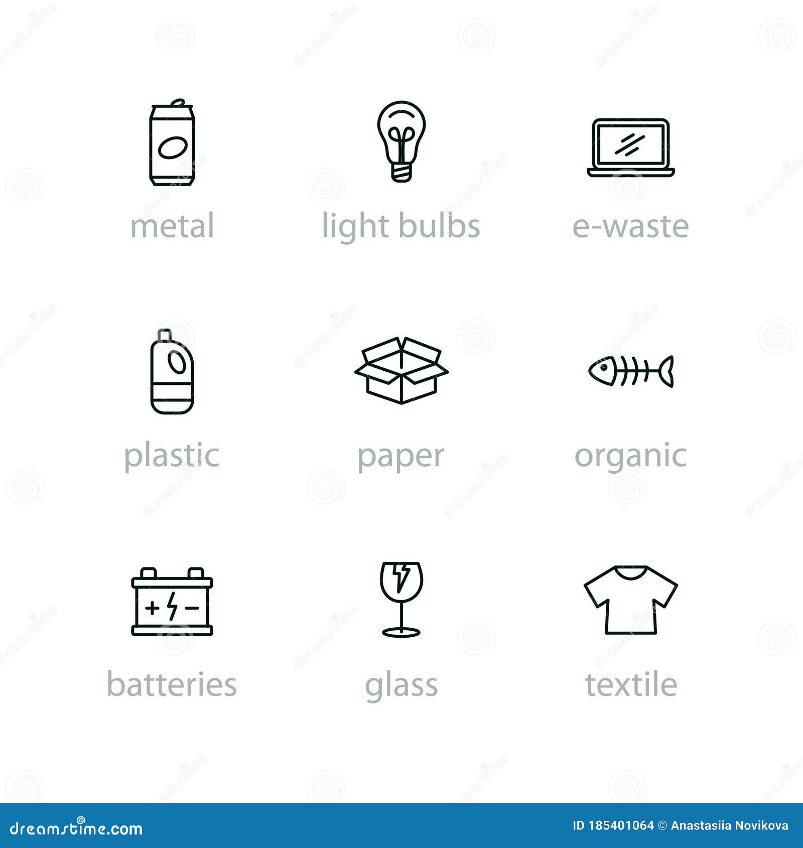 Sorting garbage icon set stock vector. Illustration of care - 185401064