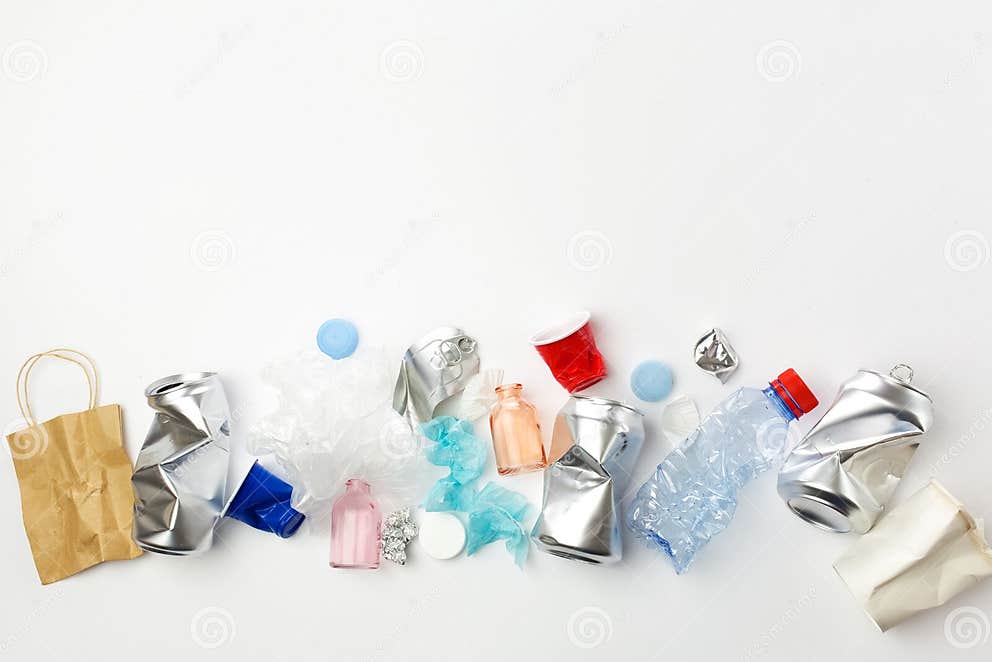 Sorting of Garbage Types. Waste Management Concept. Top View Stock ...