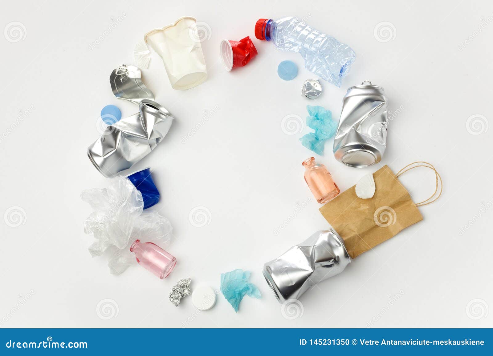 Sorting of Garbage Types. Waste Management Concept. Top View Stock ...