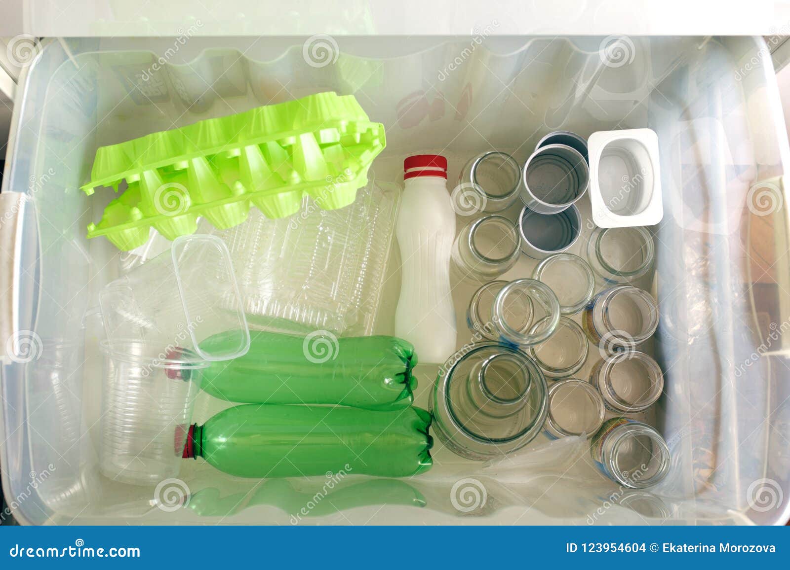 Sorting of Garbage Types. Waste Management Concept. Top View ...