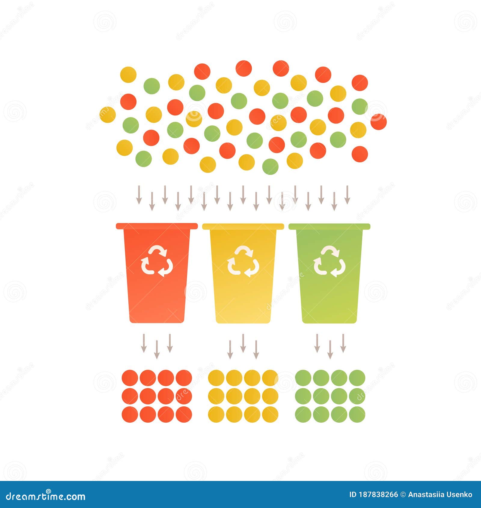 Sorting Garbage Waste Concept. Vector Flat Modern Illustration. Red ... Sorting Garbage Waste Concept. Vector Flat Modern Illustration. Red ...