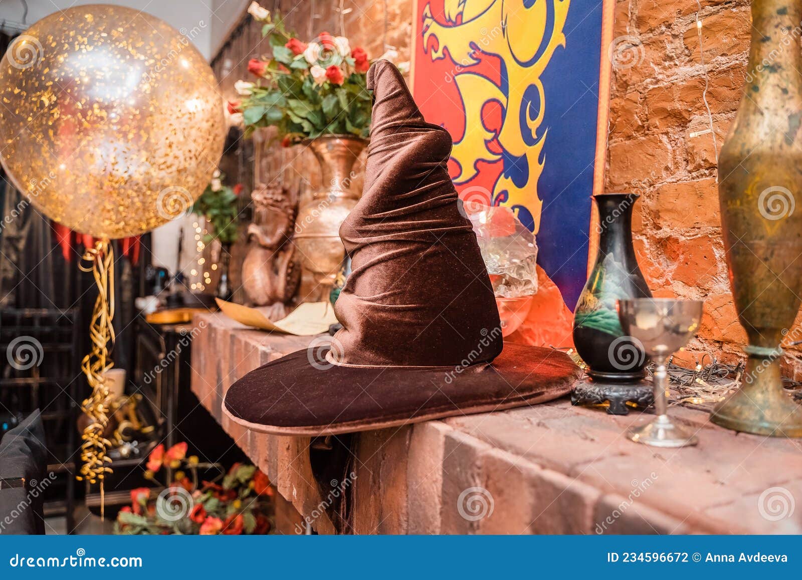 Sorting Hat and Magic Items from the Harry Potter Book Stock Photo ...
