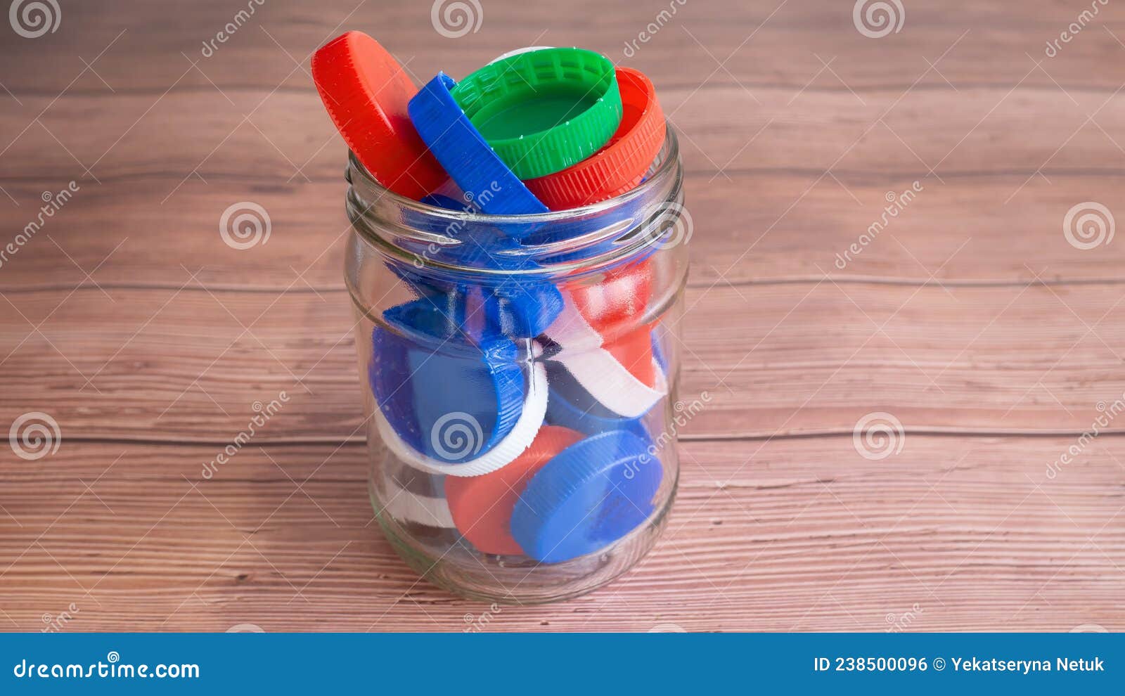 Sorting Household Colored Plastic Bottle Caps and Lids Captured in ...
