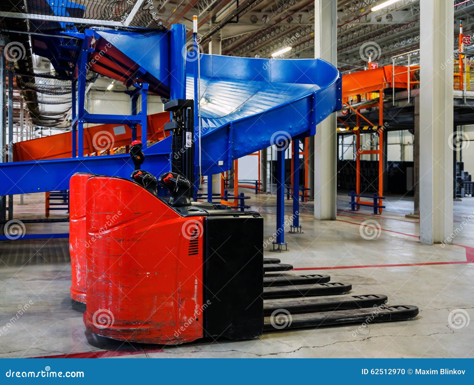 Sorting Line in Large Warehouse Stock Photo - Image of factory ...