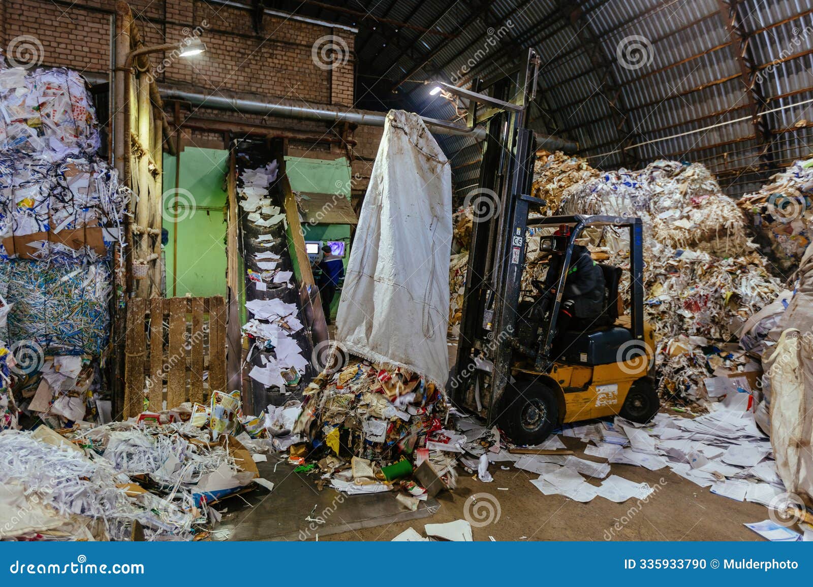 Sorting, Loading and Packing of Wastepaper in Recycling Factory Stock ...