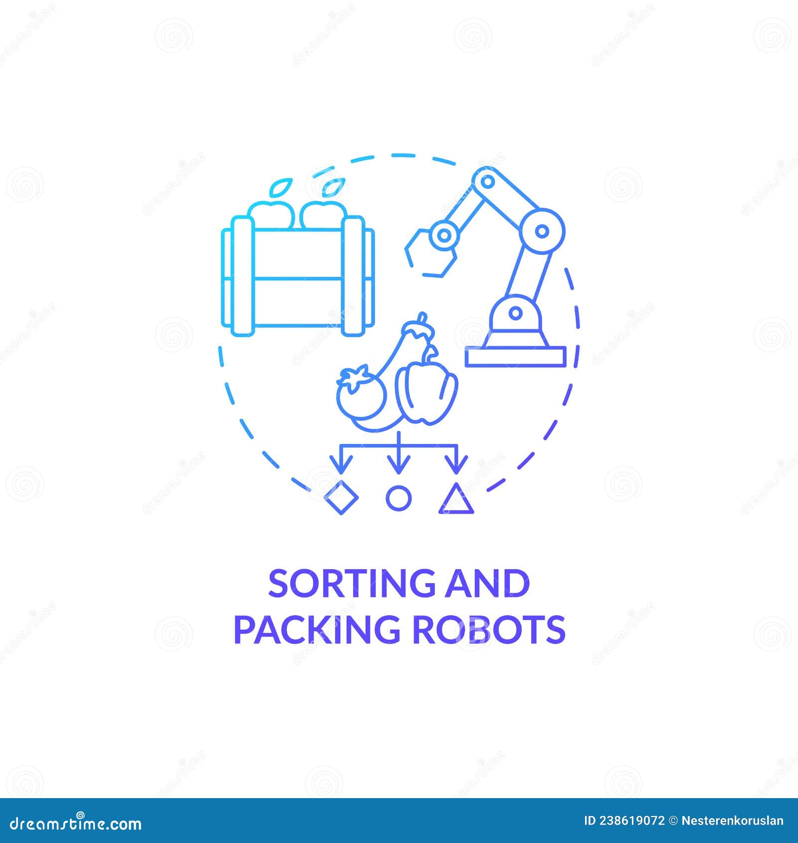 Sorting and Packing Robots Blue Gradient Concept Icon Stock Vector ...