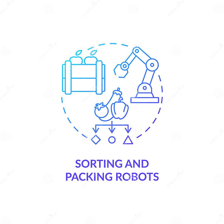 Sorting and Packing Robots Blue Gradient Concept Icon Stock Vector ...