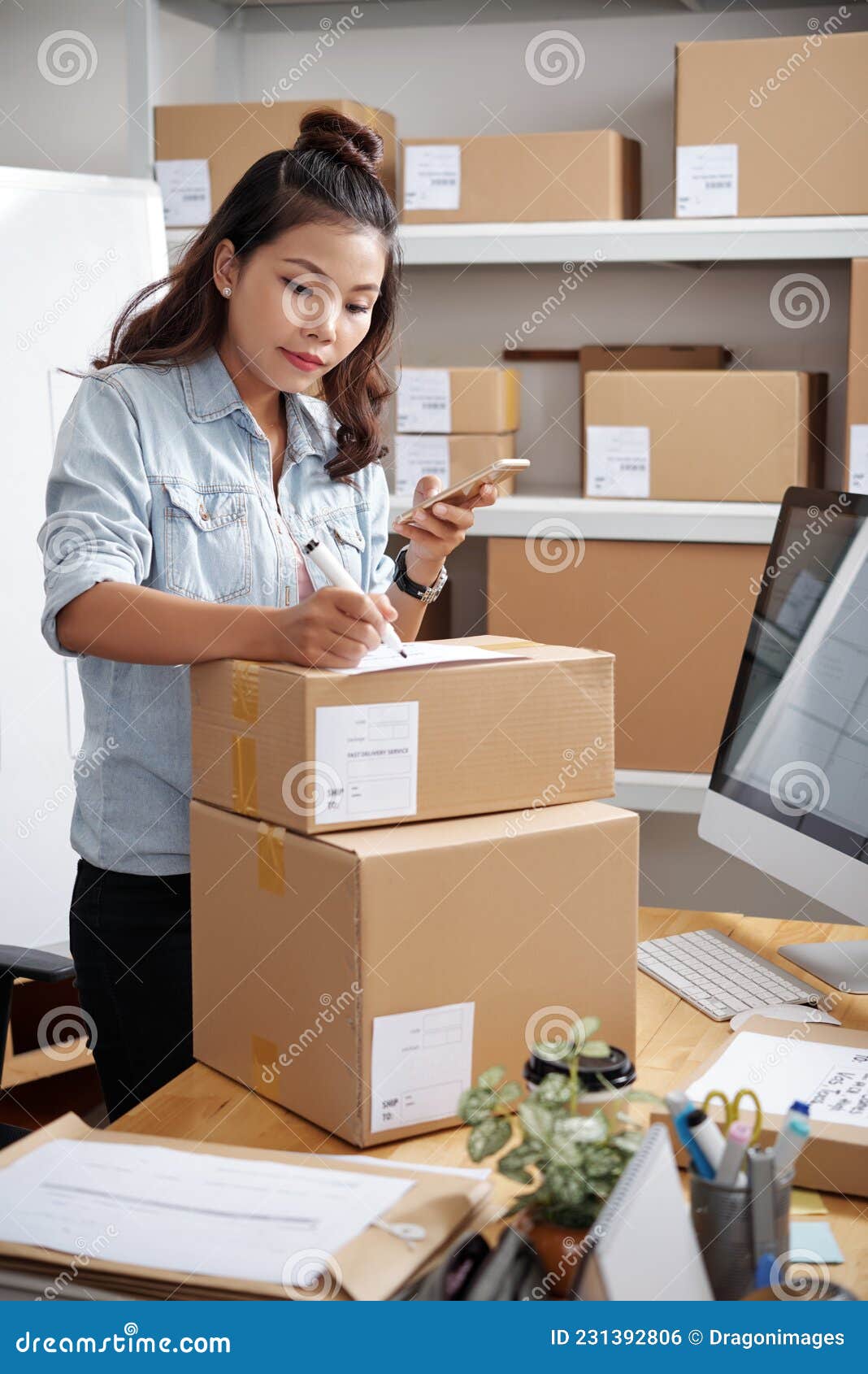 Sorting Parcels at Postal Warehouse Stock Photo - Image of shipping ...