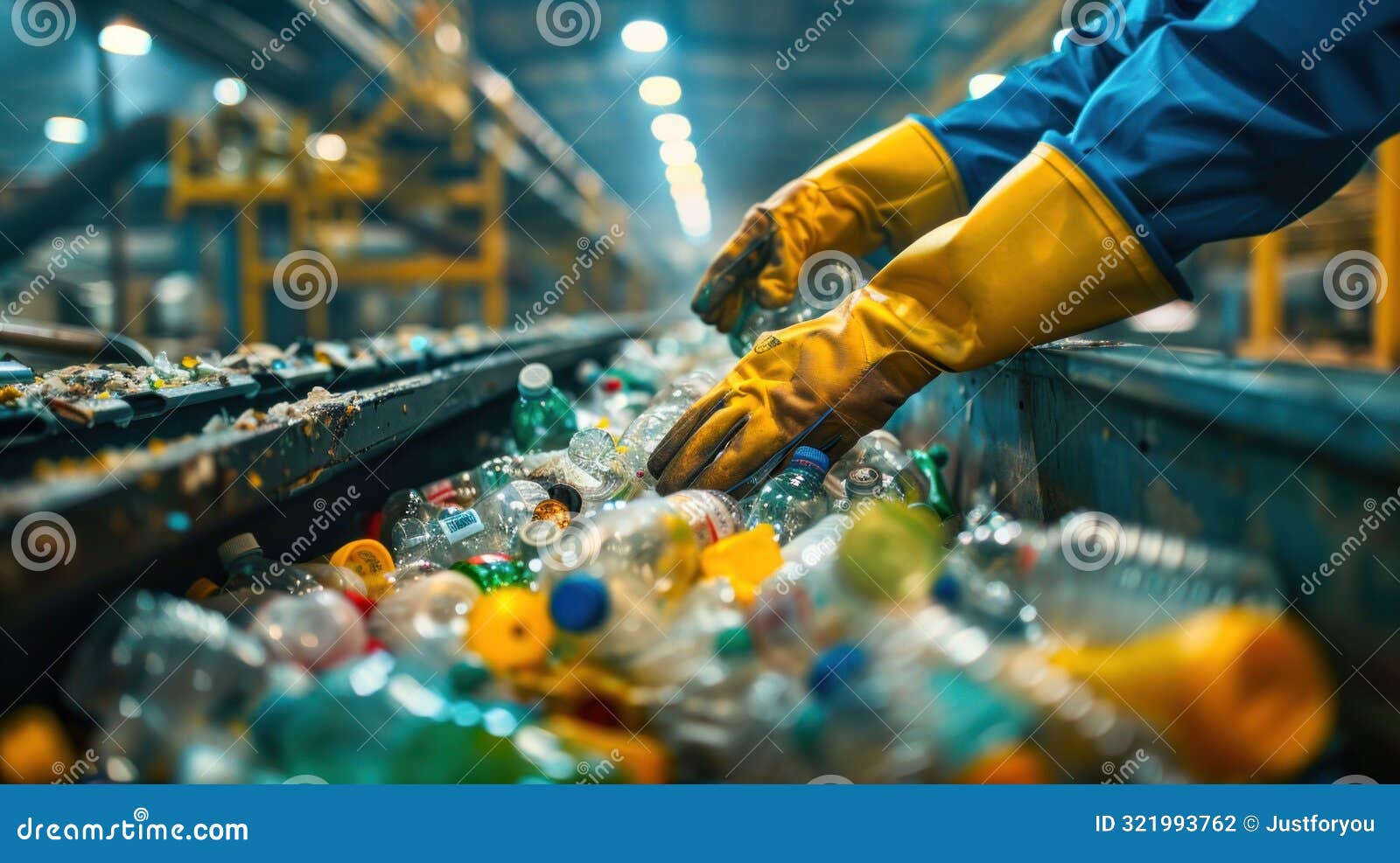 Sorting Recyclable Plastic Bottles in a Recycling Facility. Generative ...
