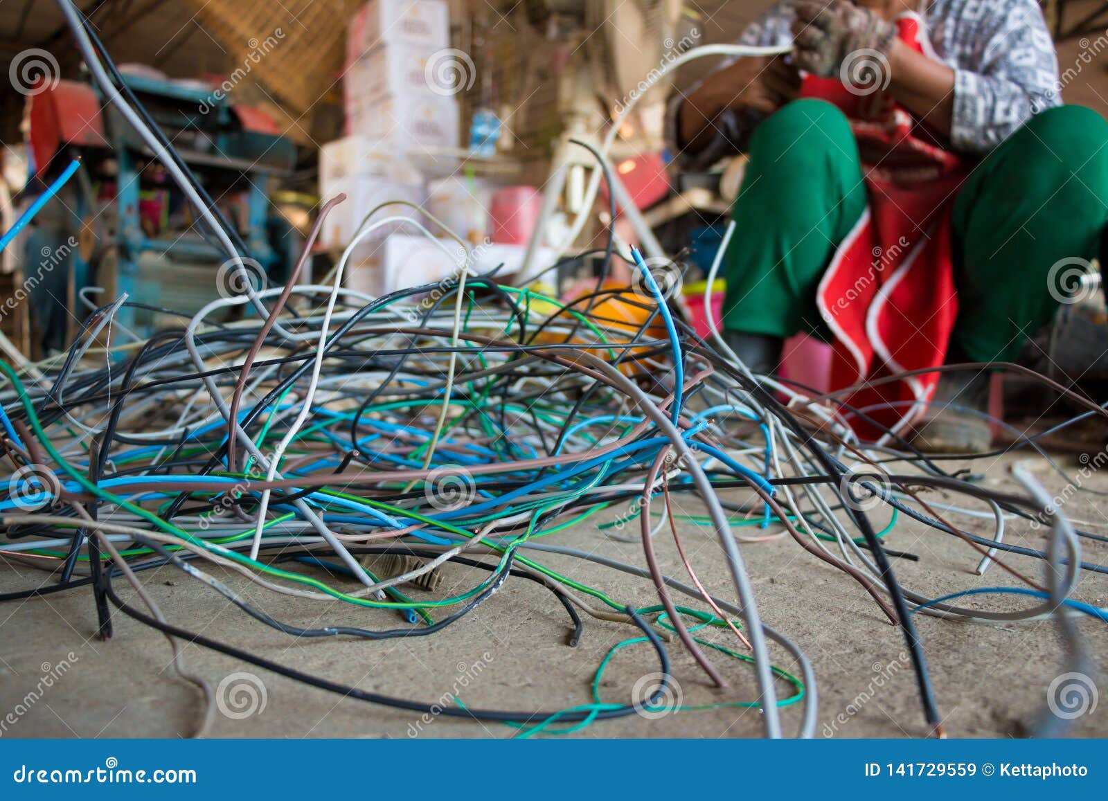 Sorting for recycling stock image. Image of broken, junk - 141729559