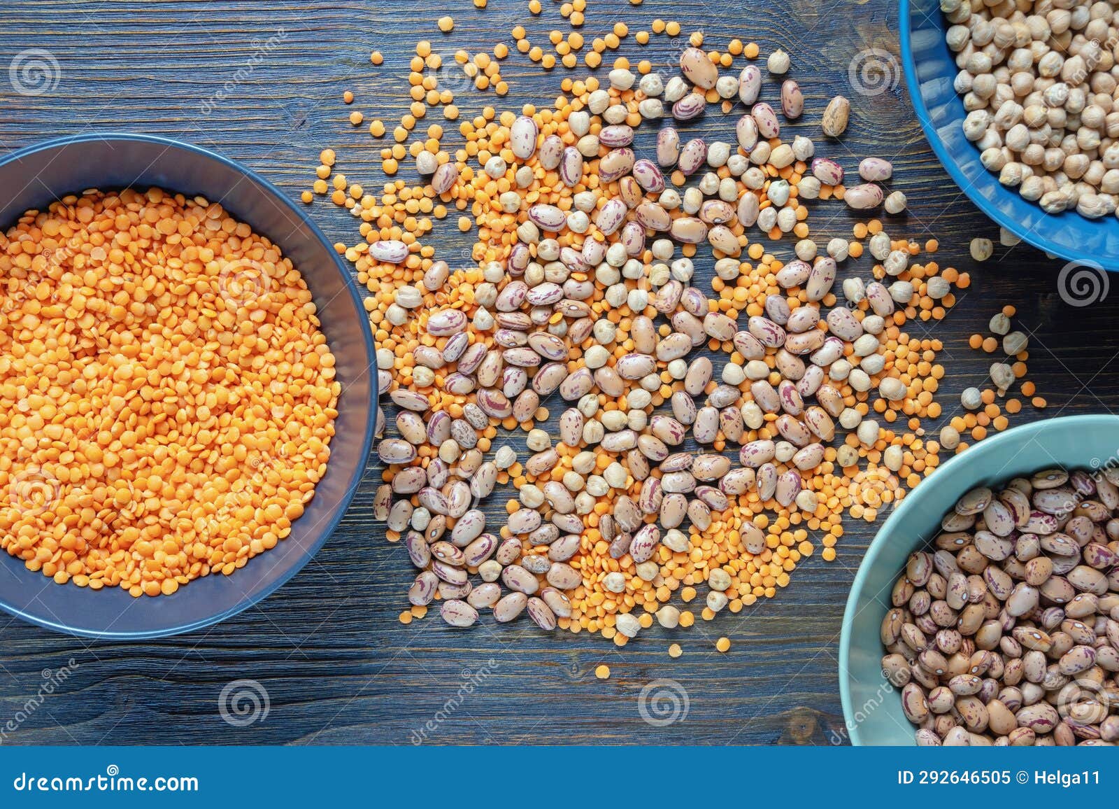 Sorting. Red Lentils, Brown Beans and Chickpeas on Table Stock Image ...
