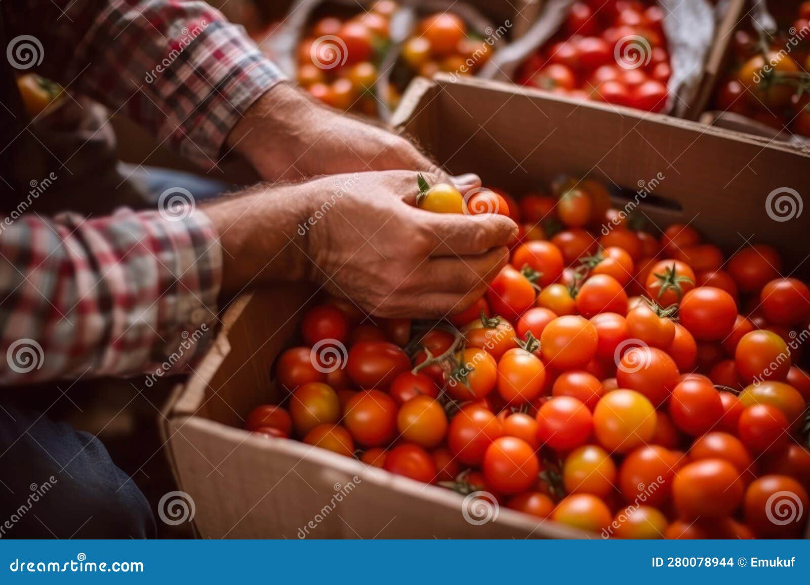Sorting Red Tomatoes in Boxes Harvested from the Garden Generative Ai ...