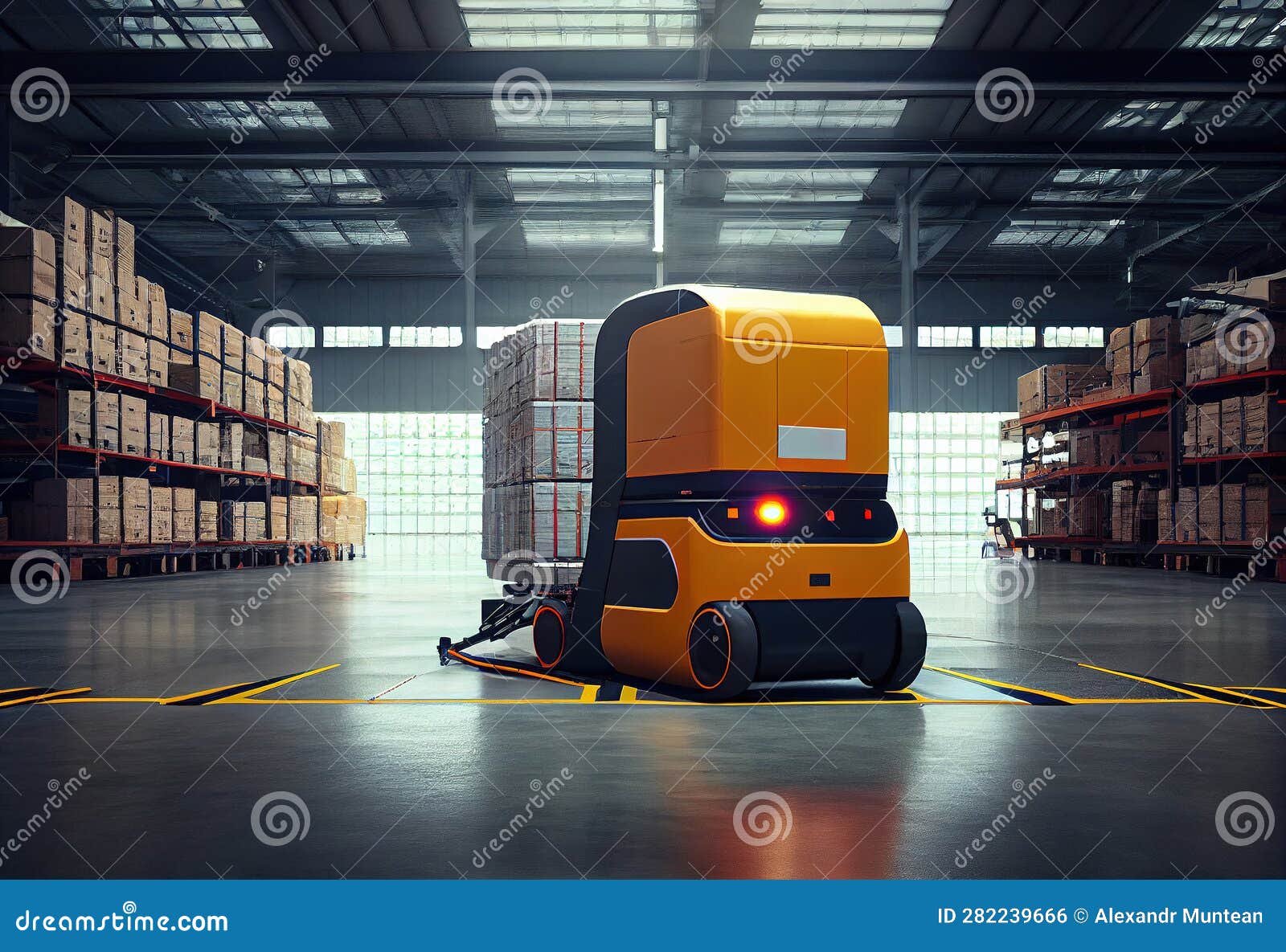 Sorting Robot in Logistics Center. Stock Illustration - Illustration of ...