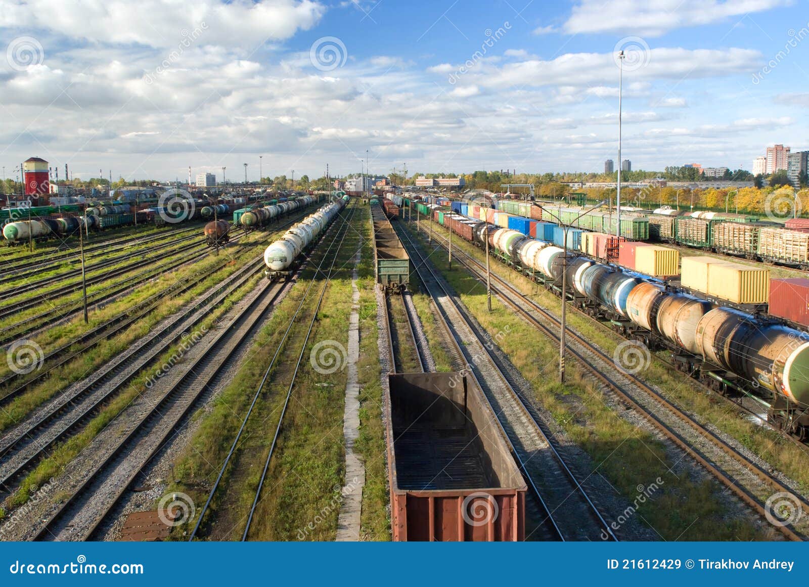 Sorting Station with Freight Trains Stock Image - Image of commercial ...