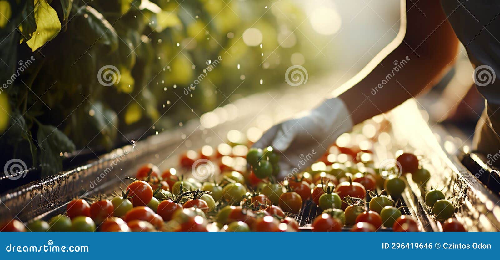 Sorting Tomatoes on the Assembly Line before Packaging. Stock ...