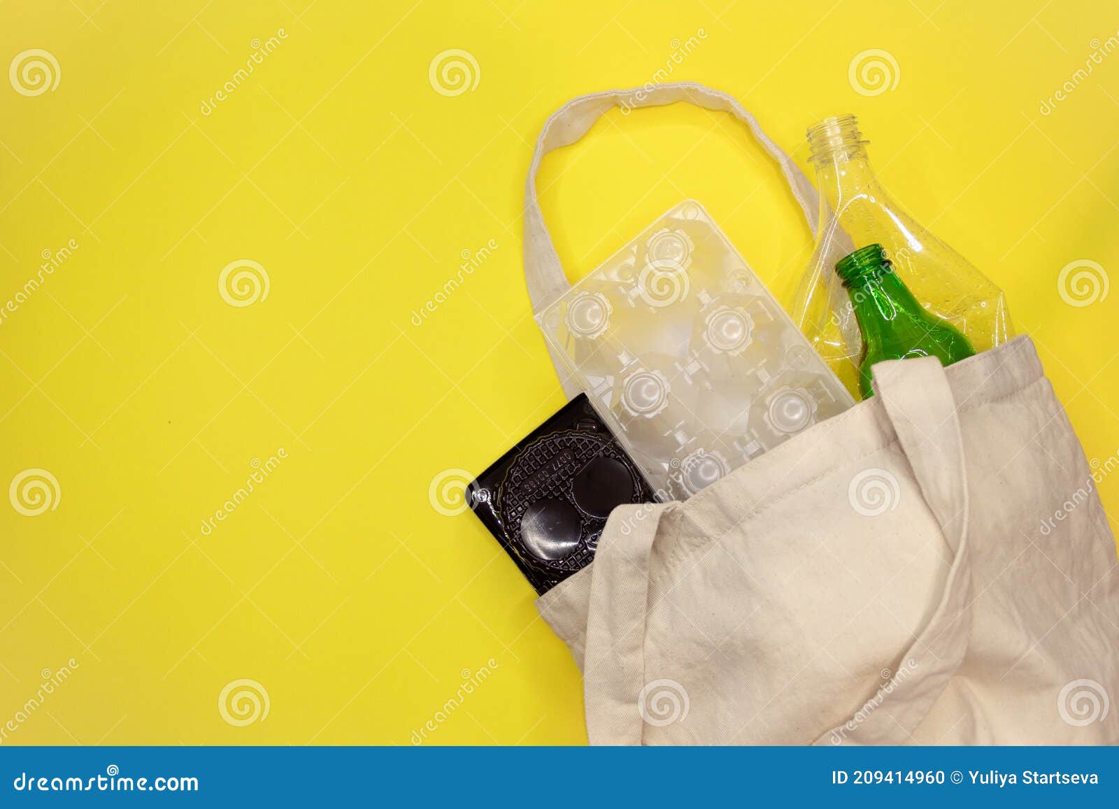 Sorting Waste in Canvas Bag Stock Photo - Image of container ...