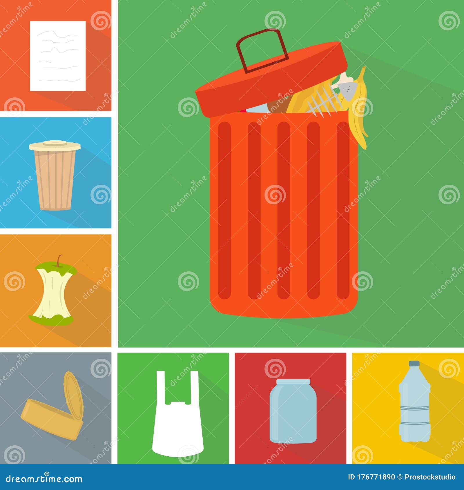 Sorting Waste for Recycling. Illustration with Garbage Container and ...