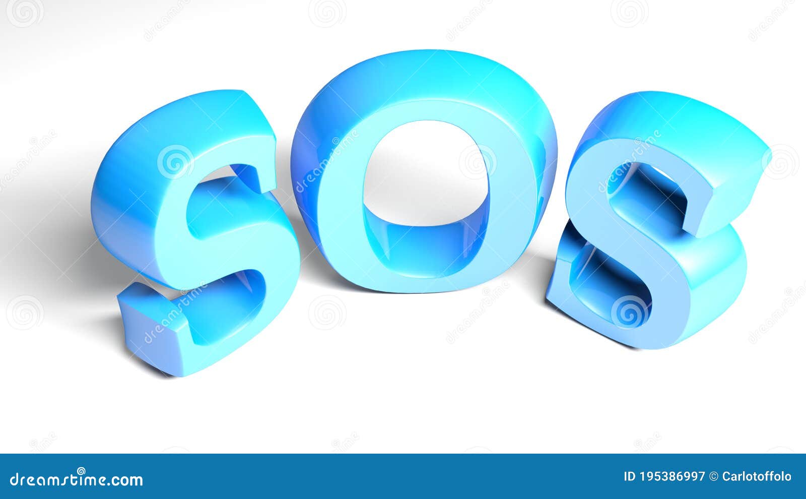 SOS Blue Write Isolated on White Background - 3D Rendering Illustration ...