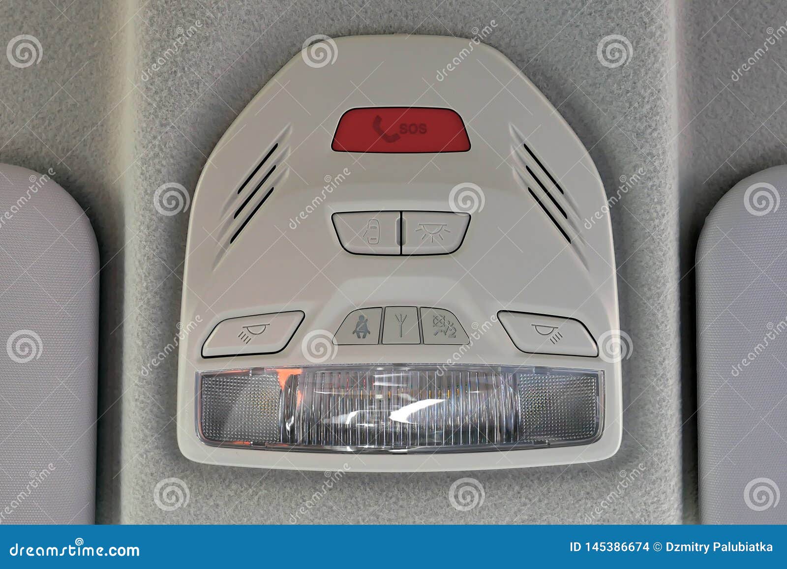 SOS Button on the Car Panel. Luxury Car Interior Stock Photo - Image of ...