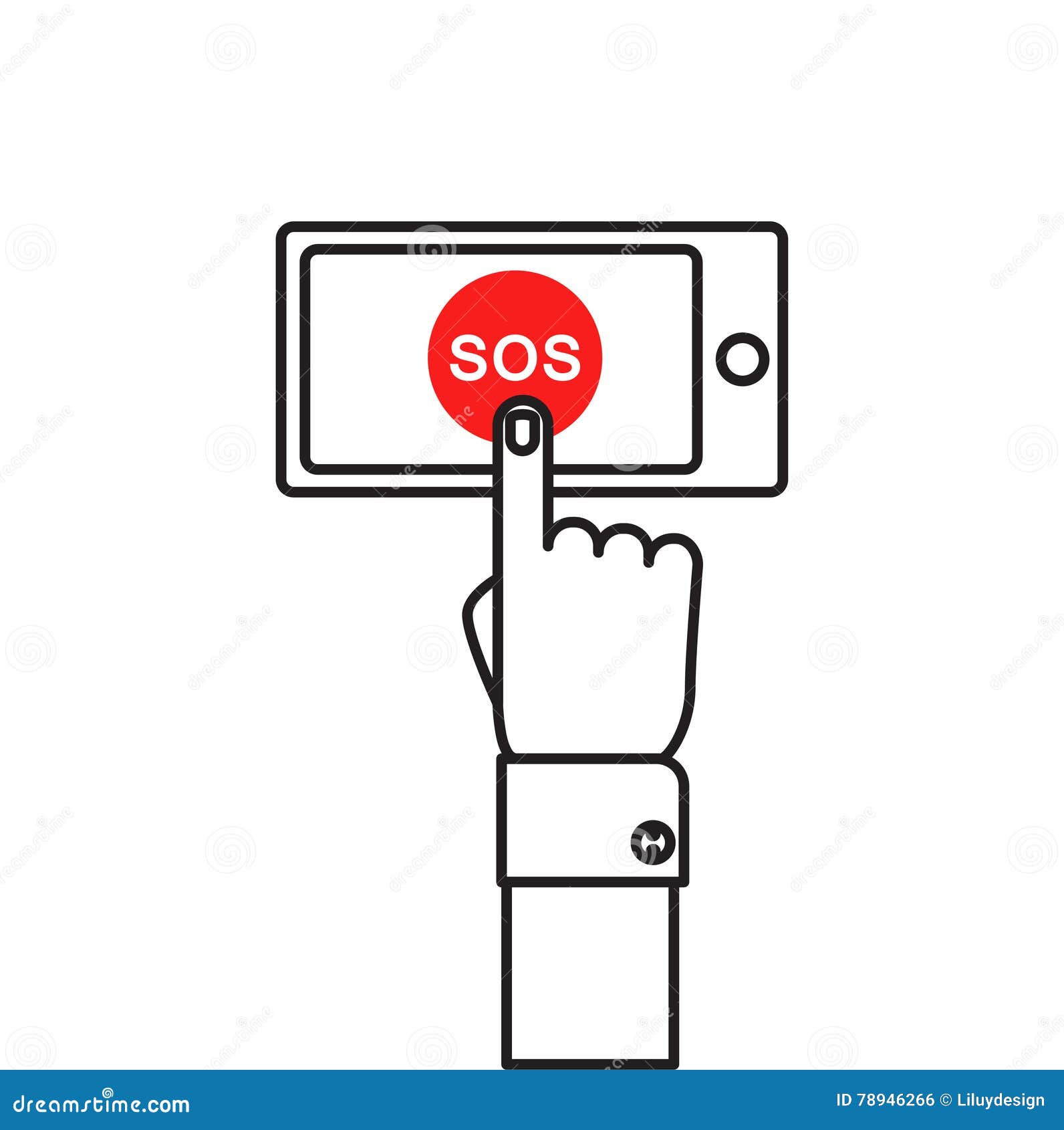 SOS button with hand. stock vector. Illustration of salvation - 78946266