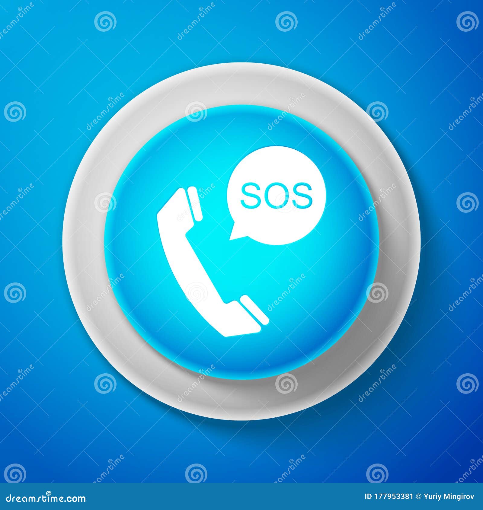 SOS Call Icon Isolated on Blue Background. 911, Emergency, Help ...