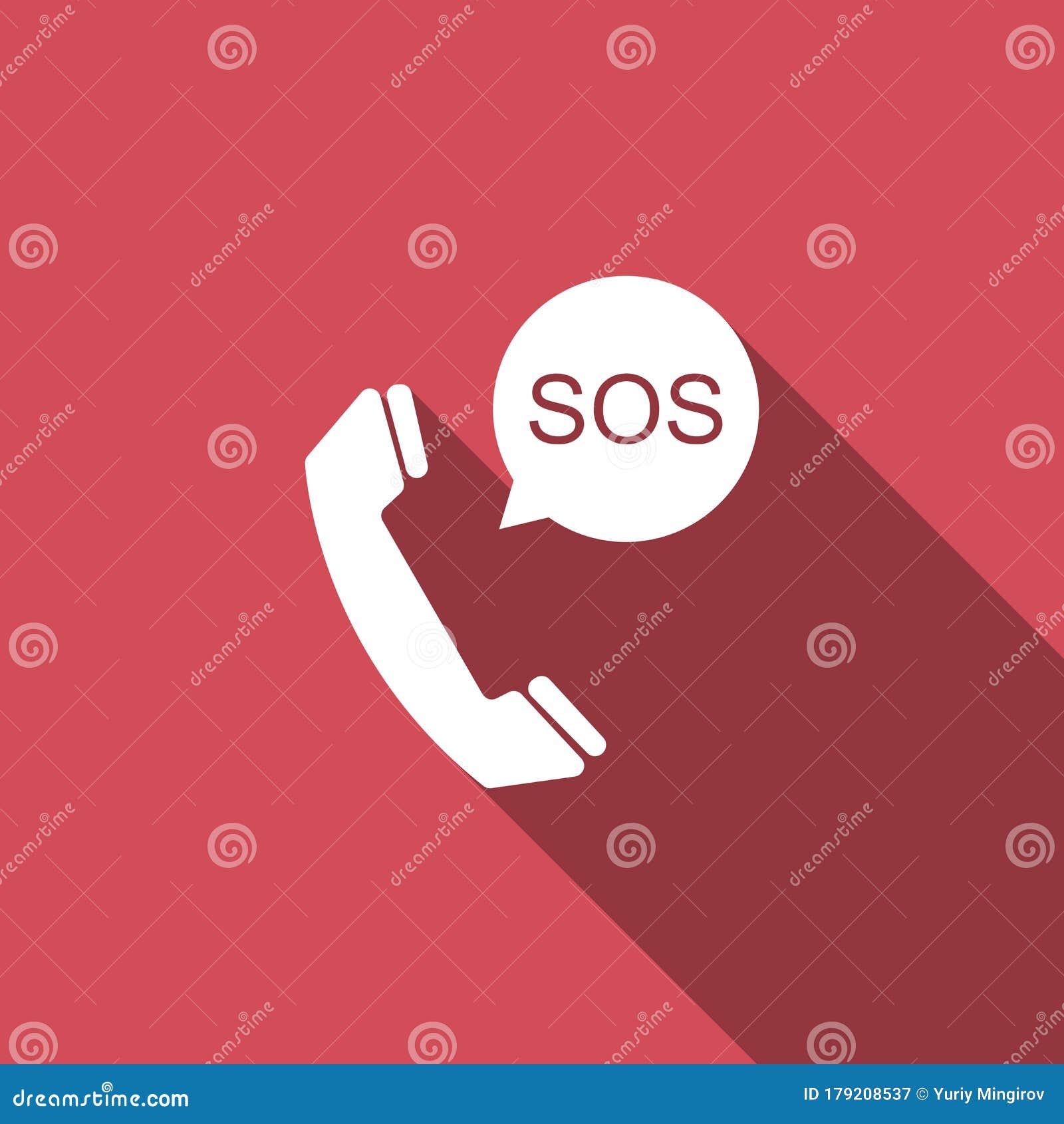 SOS Call Icon Isolated with Long Shadow. 911, Emergency, Help, Warning ...