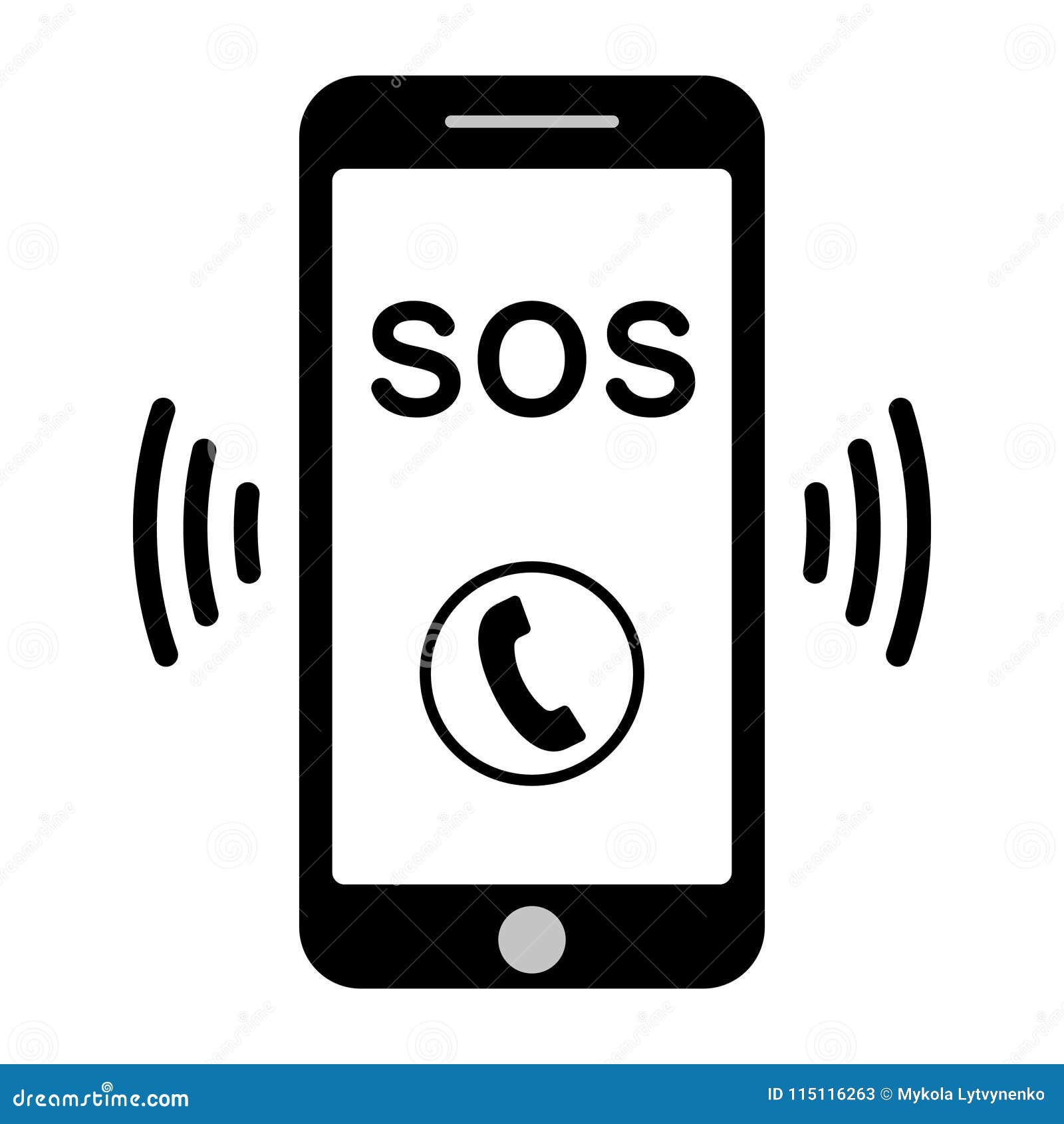 Sos Call Icon Phone, Vector Sos Call Help Phone Sign Stock Vector ...