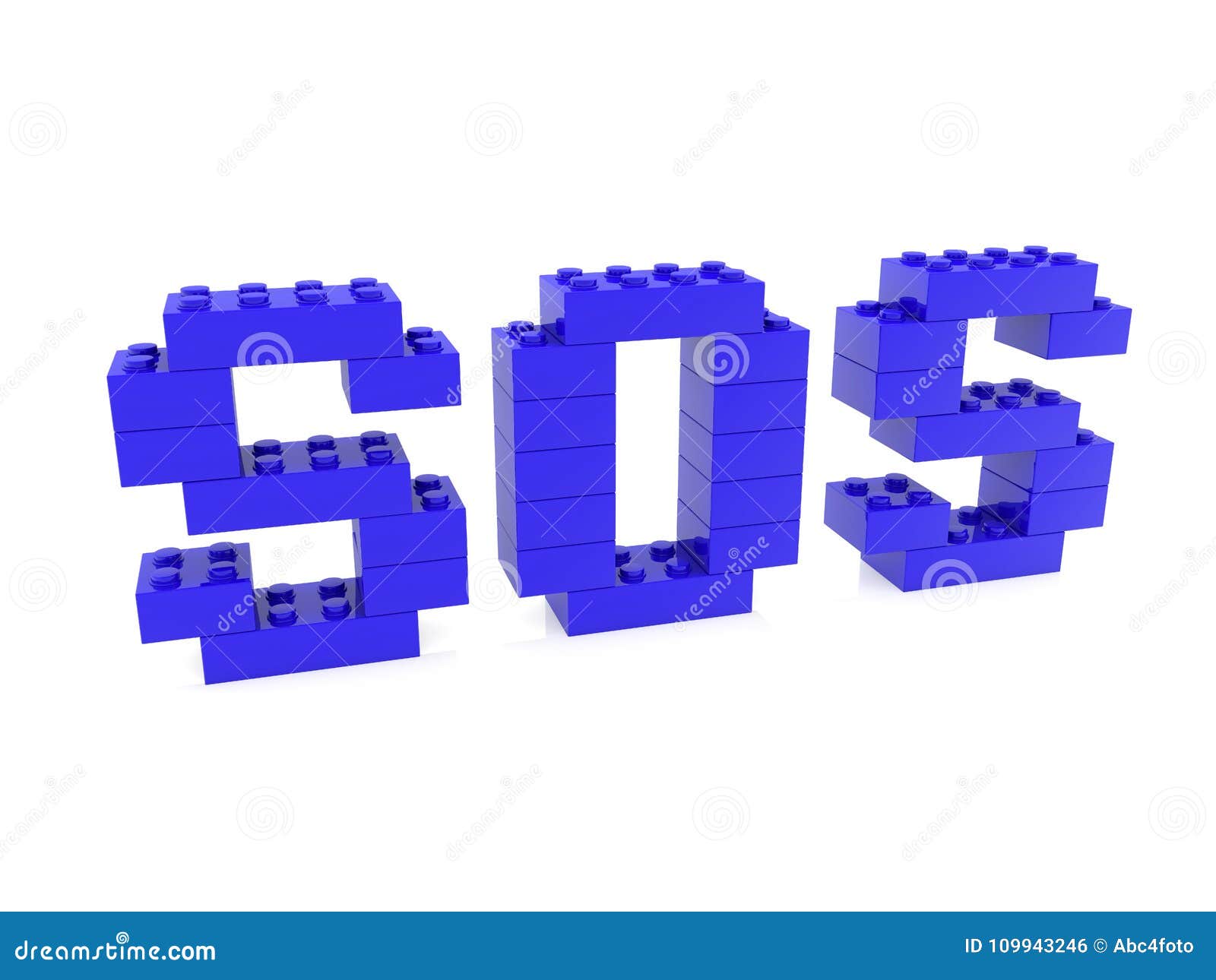 SOS Concept Built from Toy Bricks in Blue 3d Illustration Stock ...