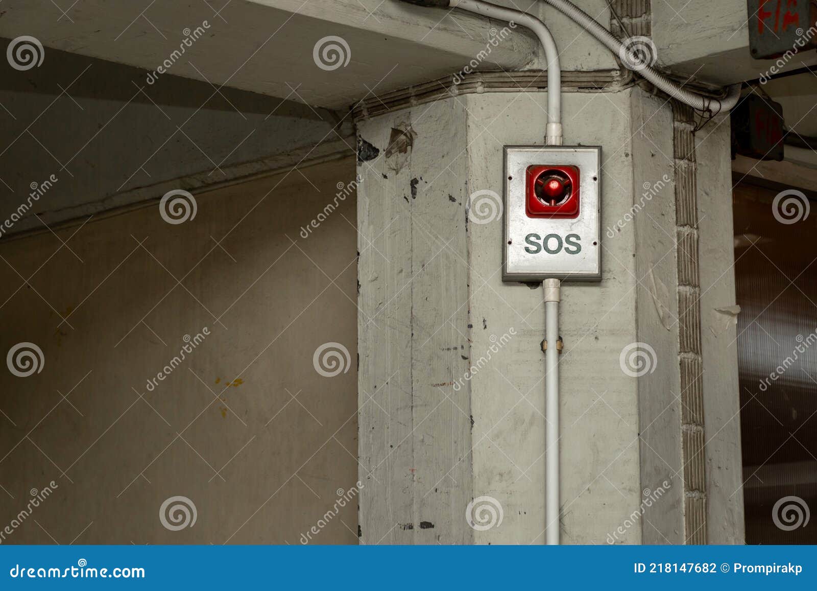 SOS Emergency Alarm Box on the Wall Stock Photo - Image of building ...