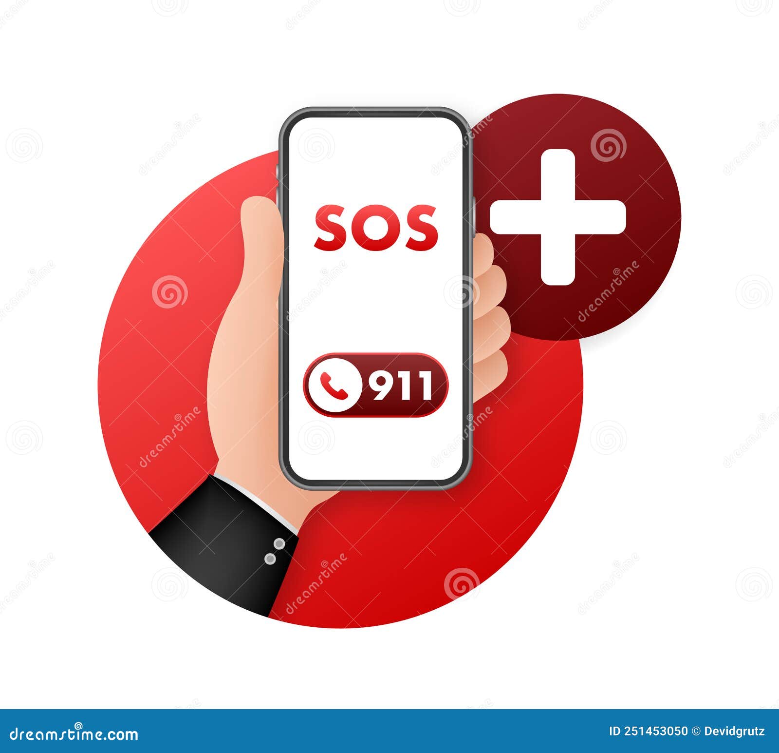 SOS Emergency Call. 911 Calling. a Cry for Help. Vector Stock ...