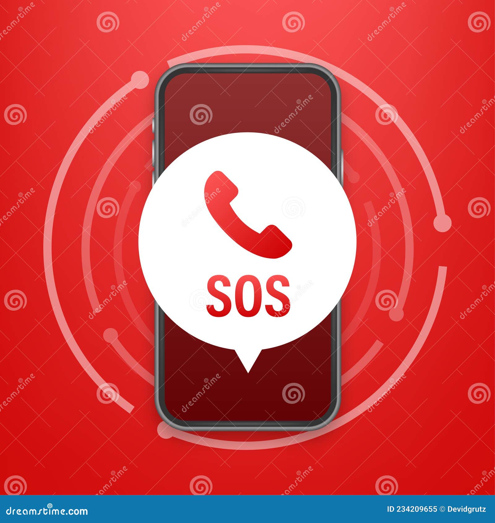 SOS Emergency Call. 911 Calling. a Cry for Help. Vector Stock ...