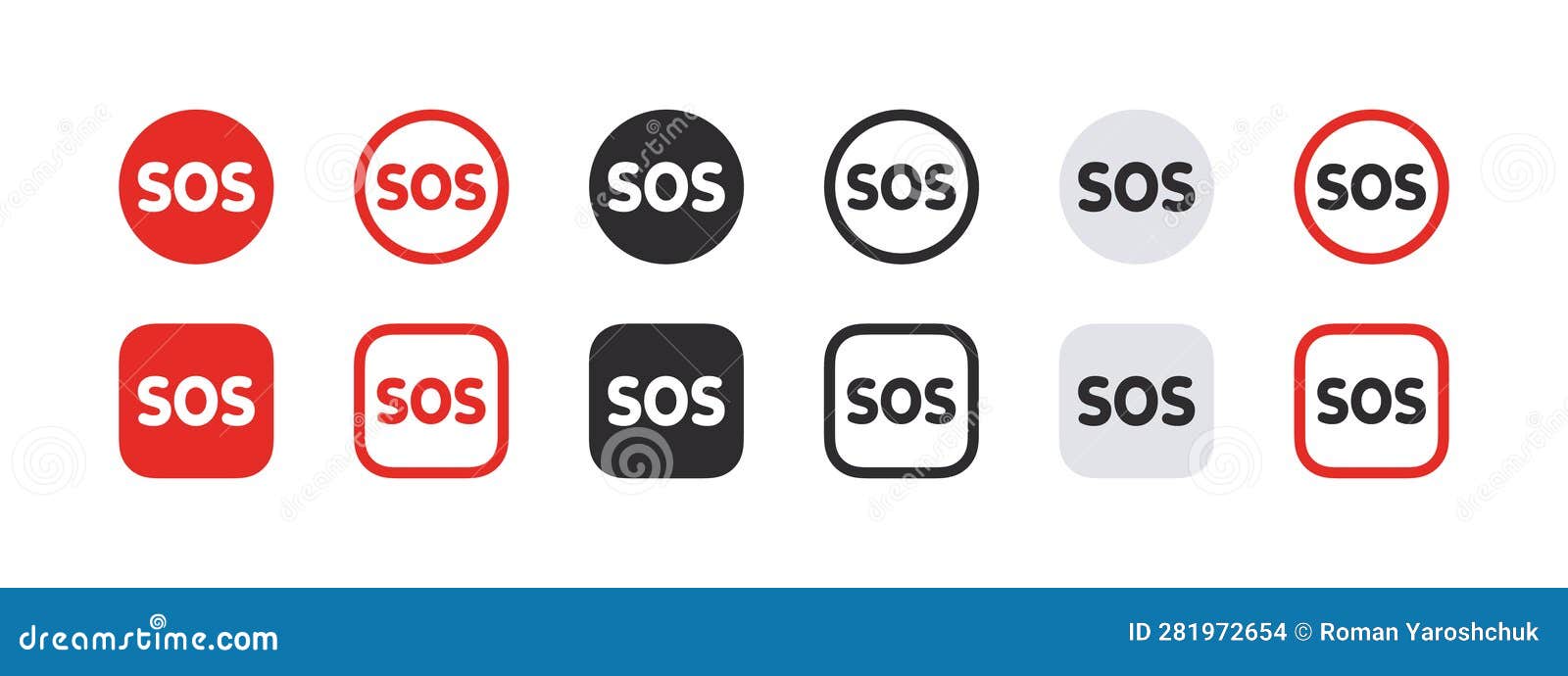 SOS Emergency Icons Set. SOS Help Service Signs Stock Illustration ...