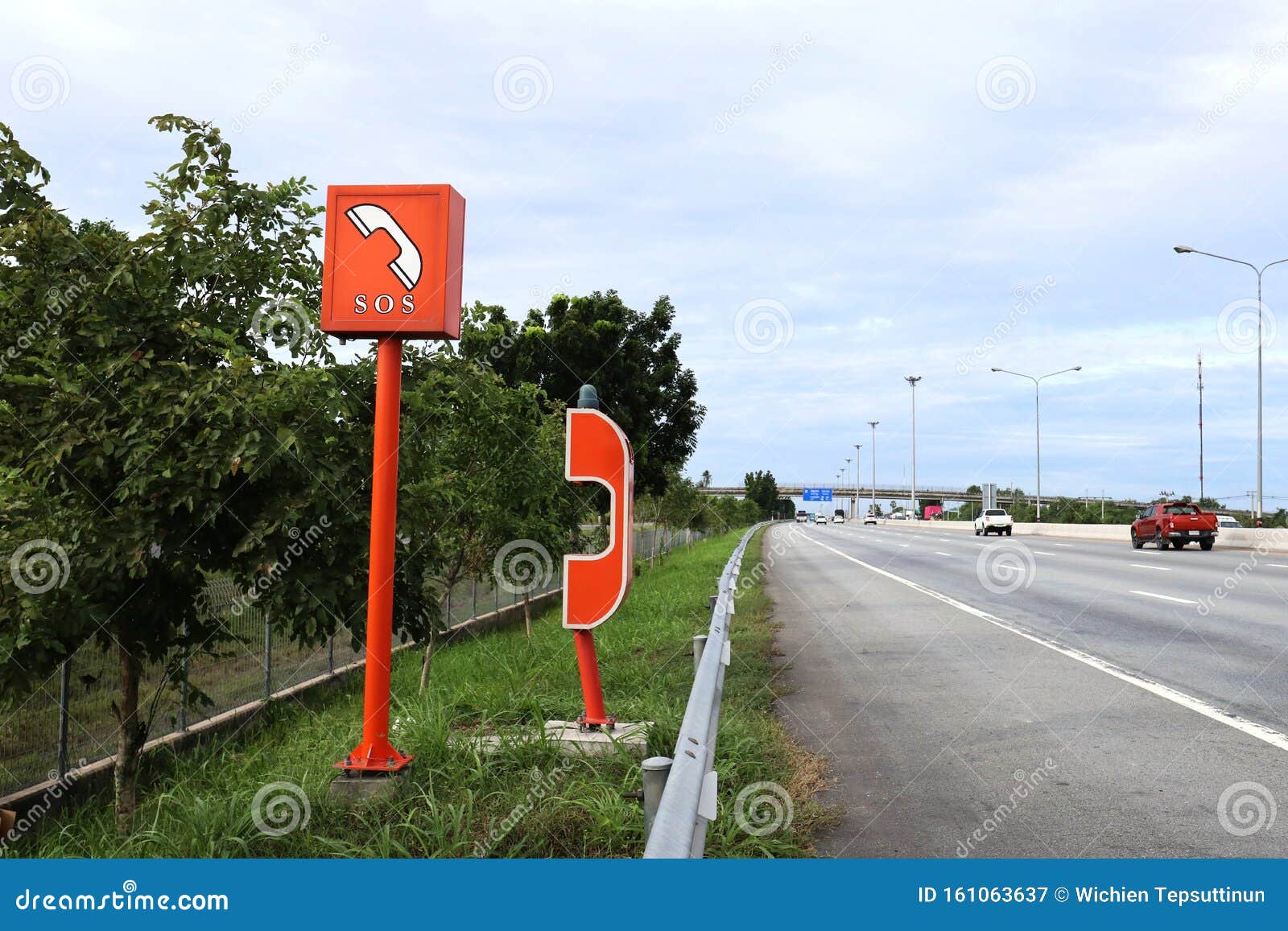 SOS Emergency Telephone Station on Super Highway Stock Image - Image of ...