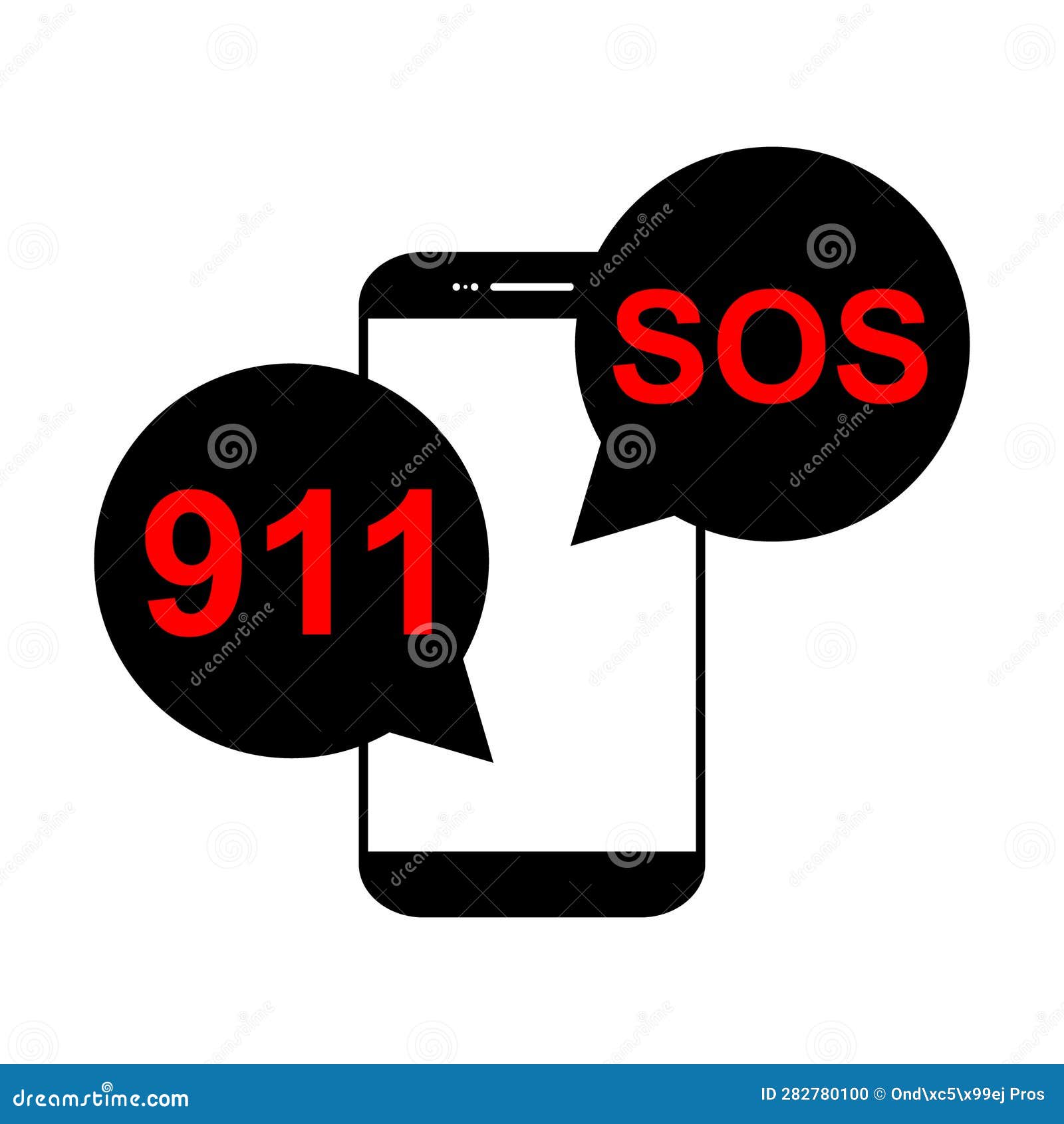 SOS Help Icon, Safety Support Alert Flat Design, Save Vector ...