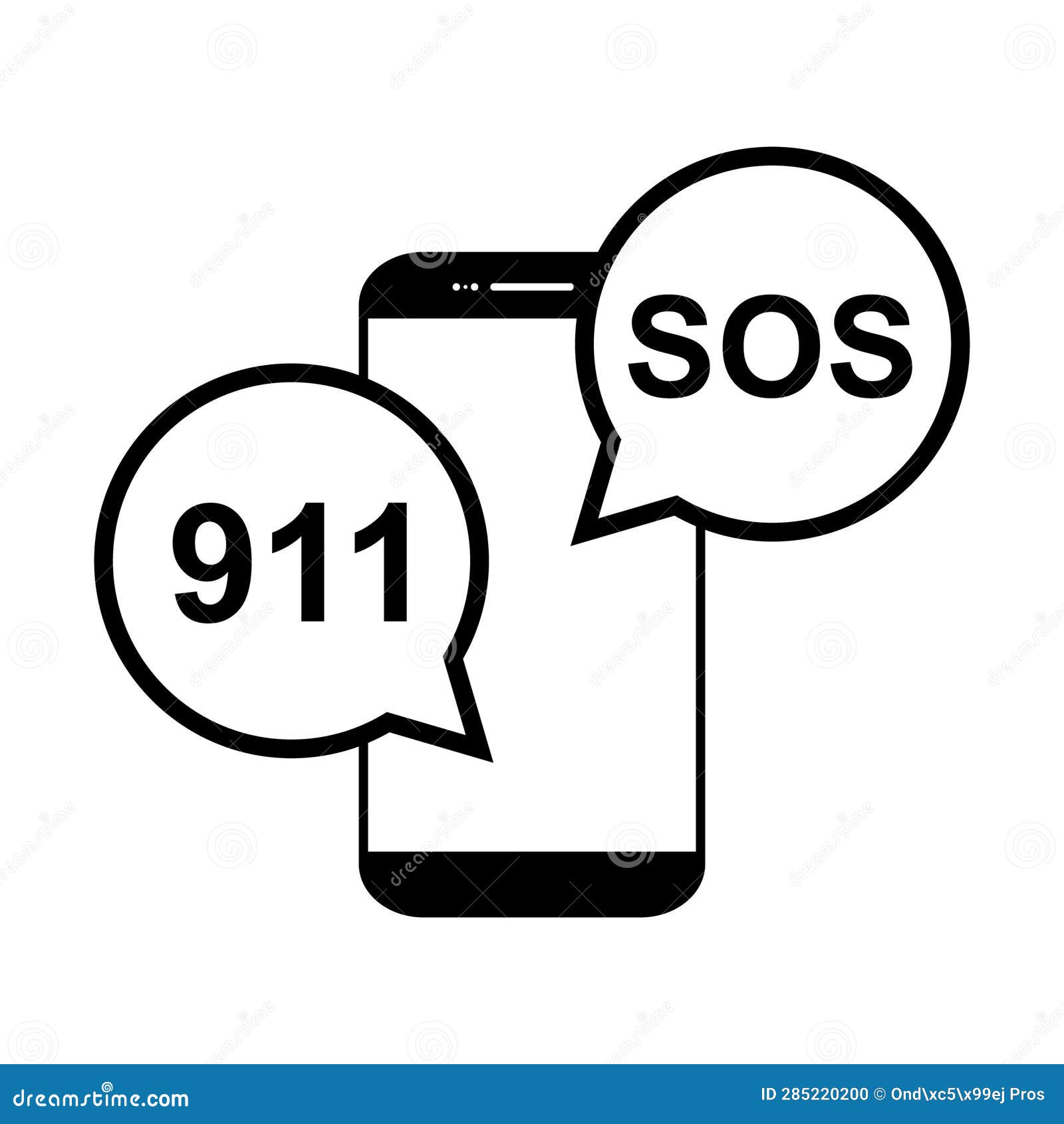 SOS Help Icon, Safety Support Alert Flat Design, Save Vector ...