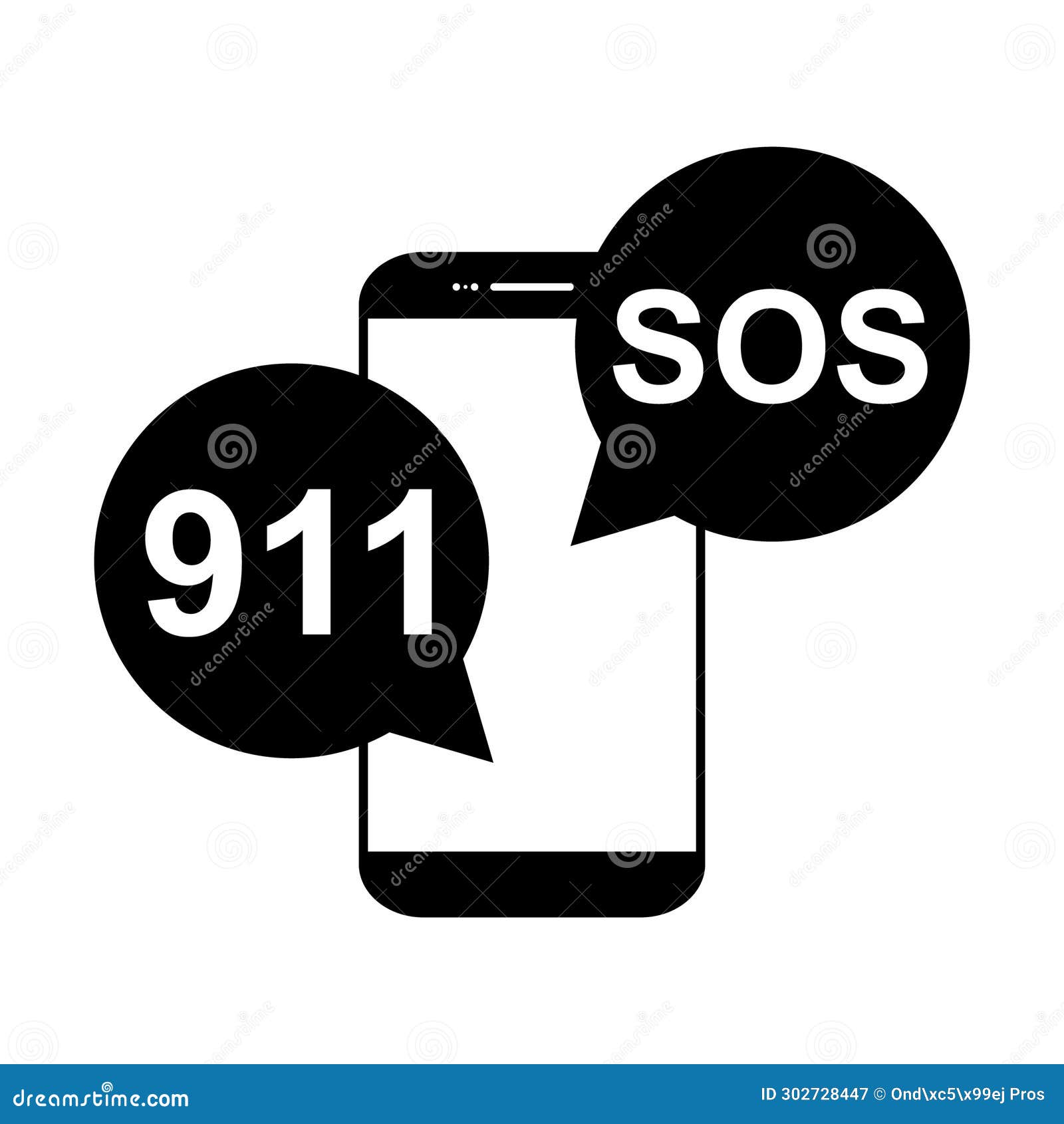 SOS Help Icon, Safety Support Alert Flat Design, Save Vector ...
