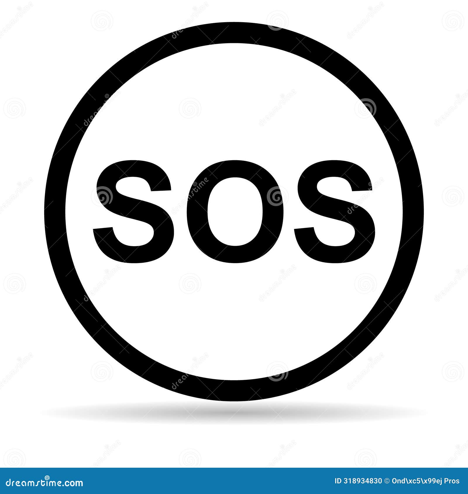 SOS Help Shadow Icon, Safety Support Alert Design, Save Vector ...