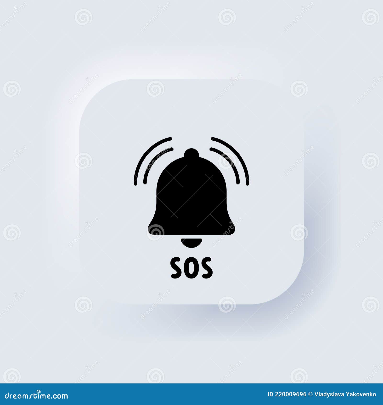 SOS Icon. Emergency Bell. Neumorphic UI UX White User Interface Web ...